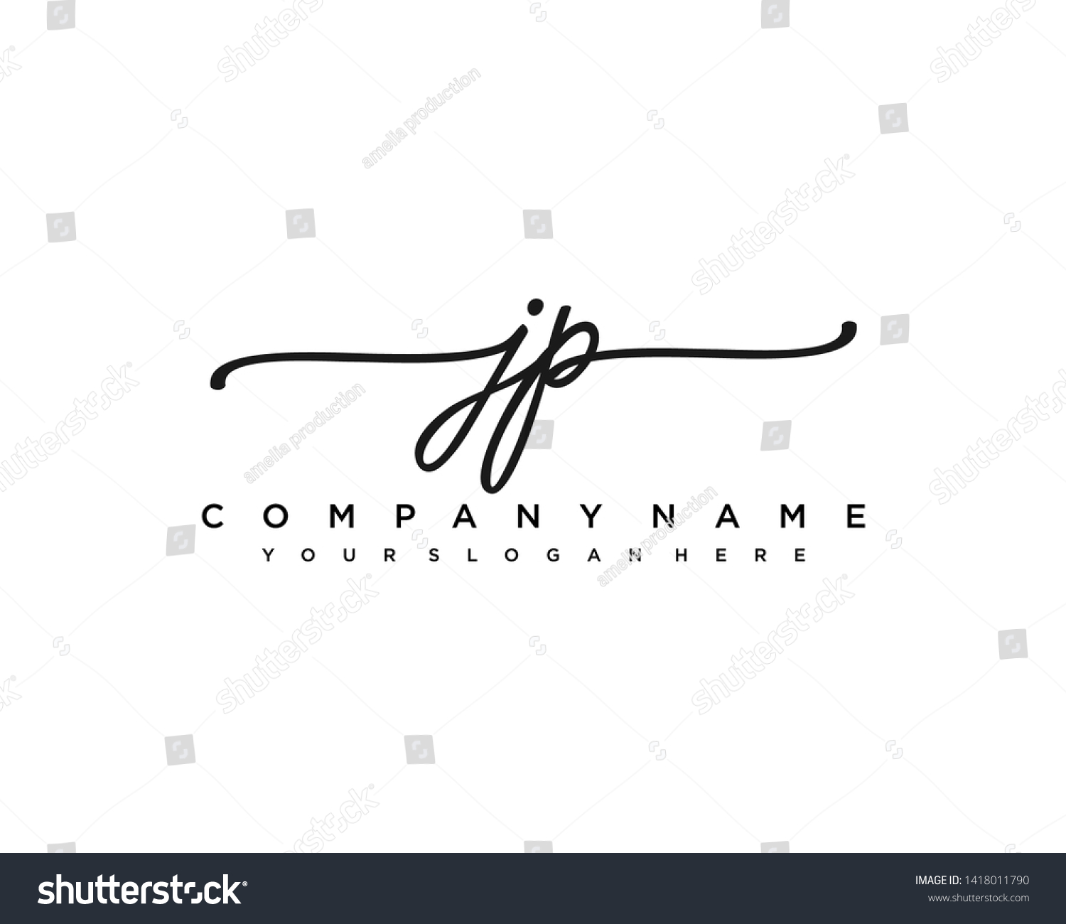 Initials Letter Jp Handwriting Logo Vector Stock Vector (Royalty Free ...