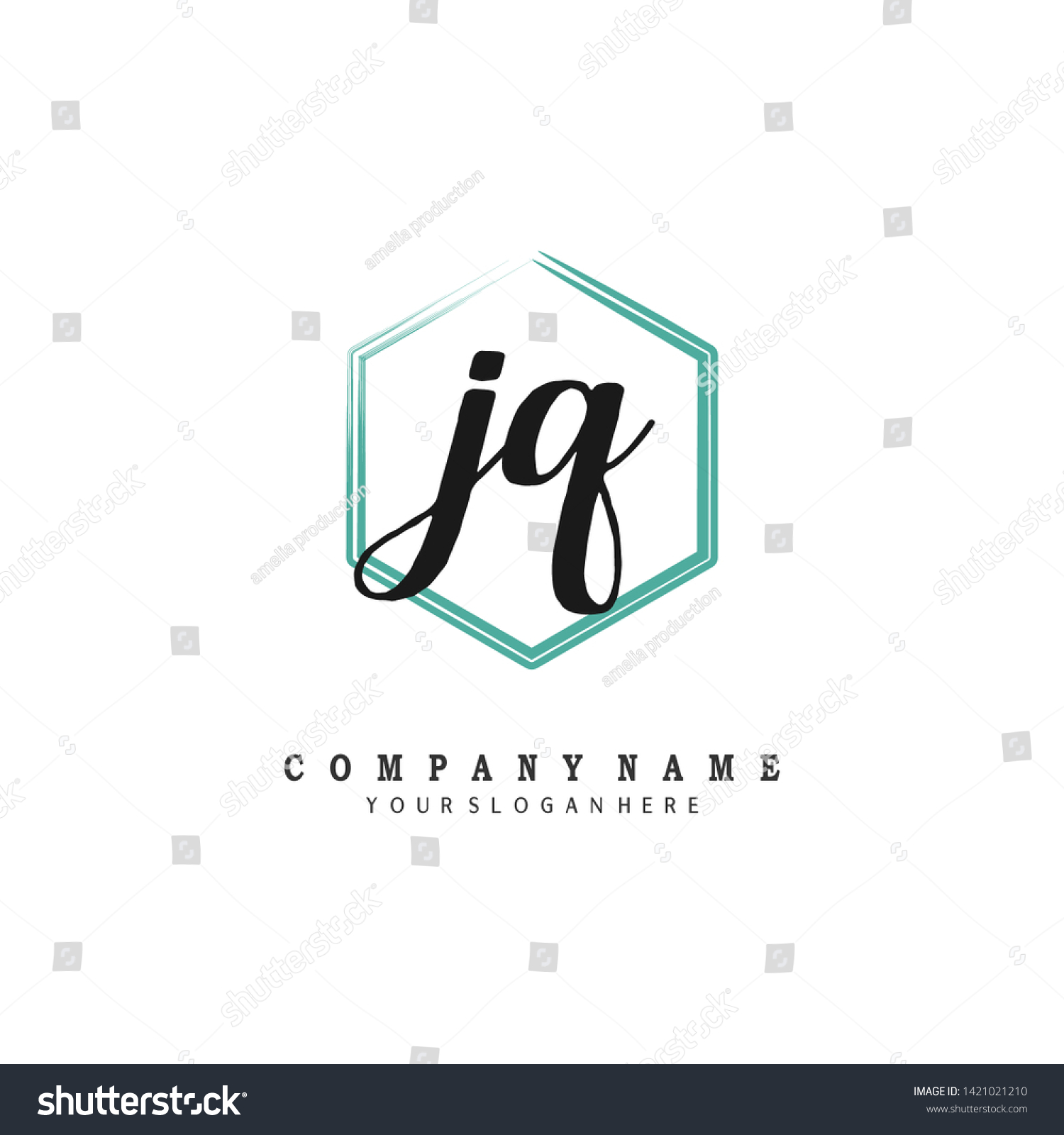 Initials Letter Jq Handwriting Logo Vector Stock Vector (Royalty Free ...