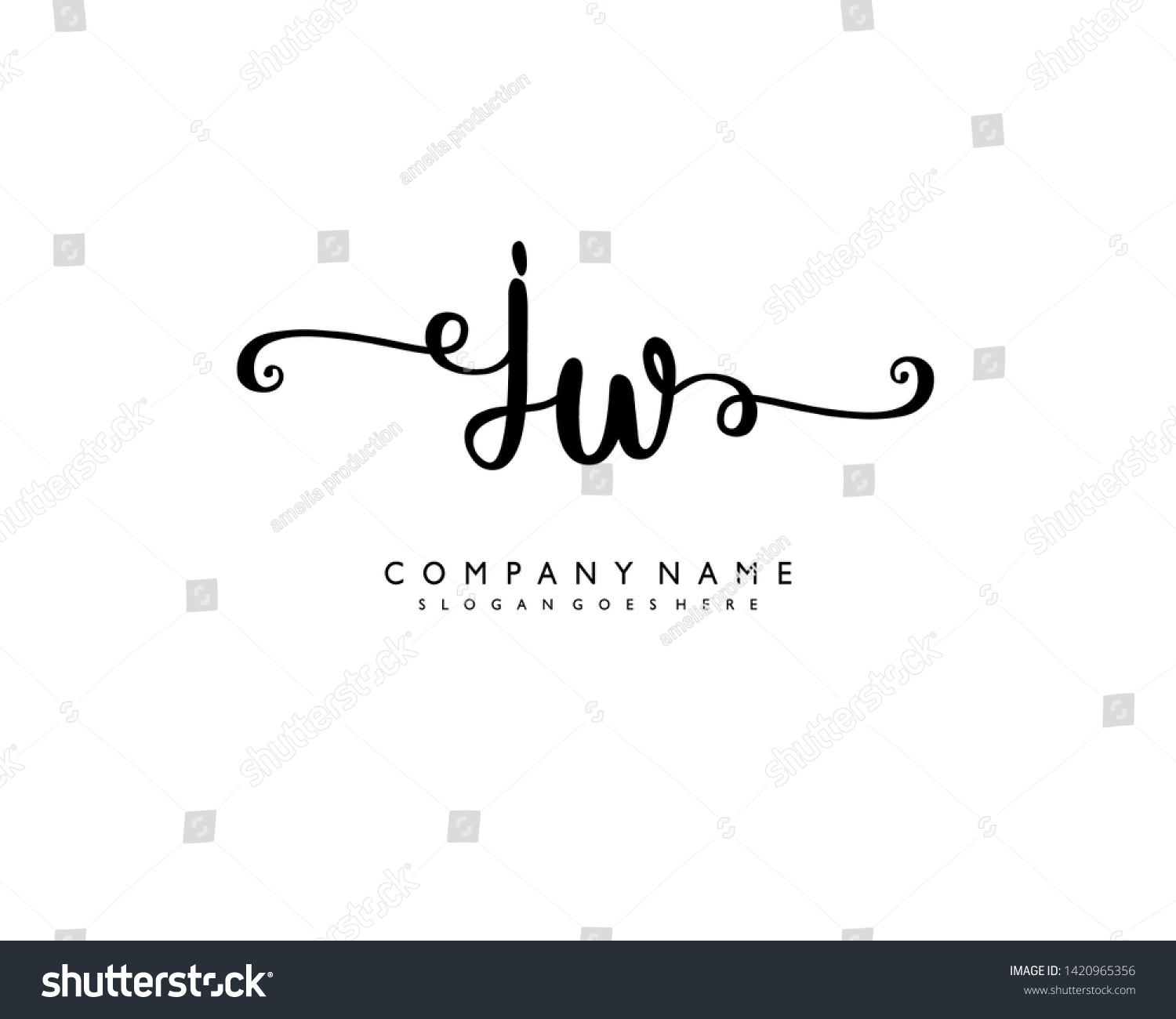 Initials Letter Jw Handwriting Logo Vector Stock Vector (Royalty Free ...