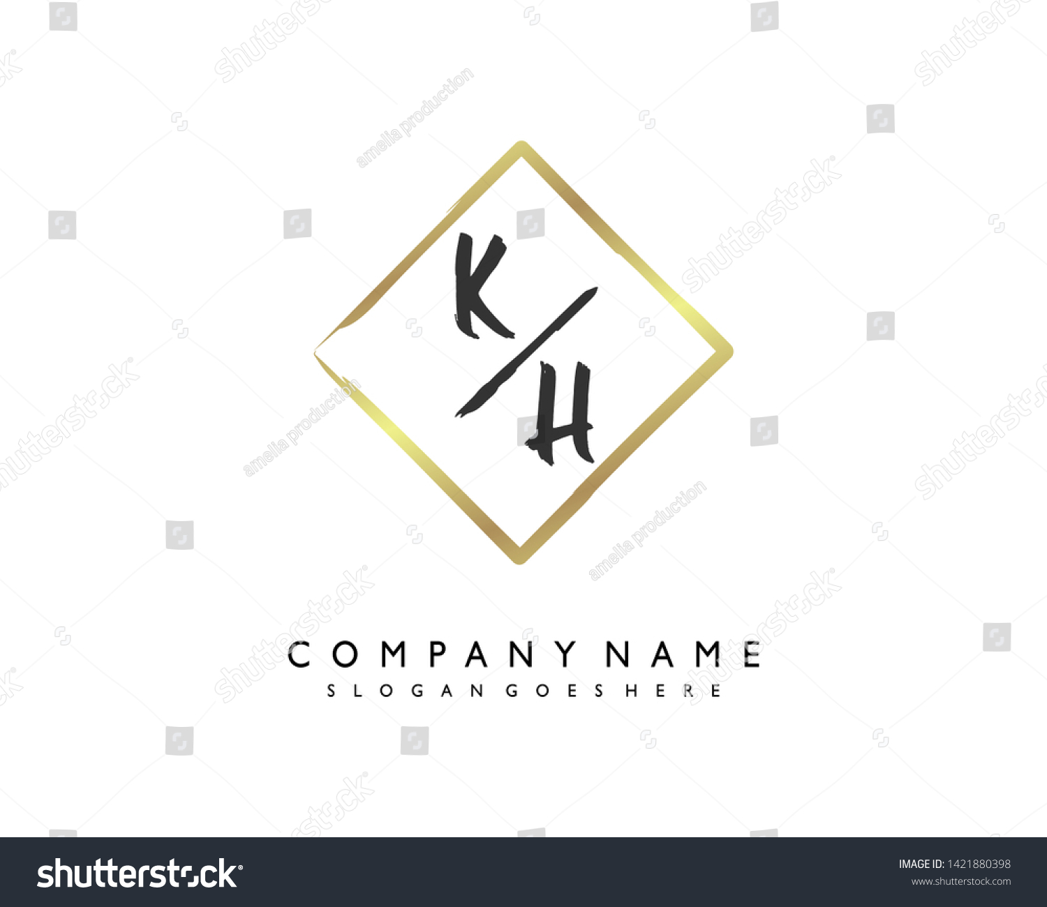 Initials Letter Kh Handwriting Logo Vector: เวกเตอร์สต็อก (ปลอดค่า ...