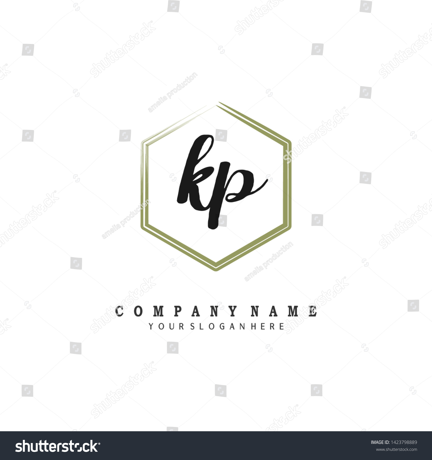 Initials Letter Kp Handwriting Logo Vector Stock Vector (Royalty Free ...