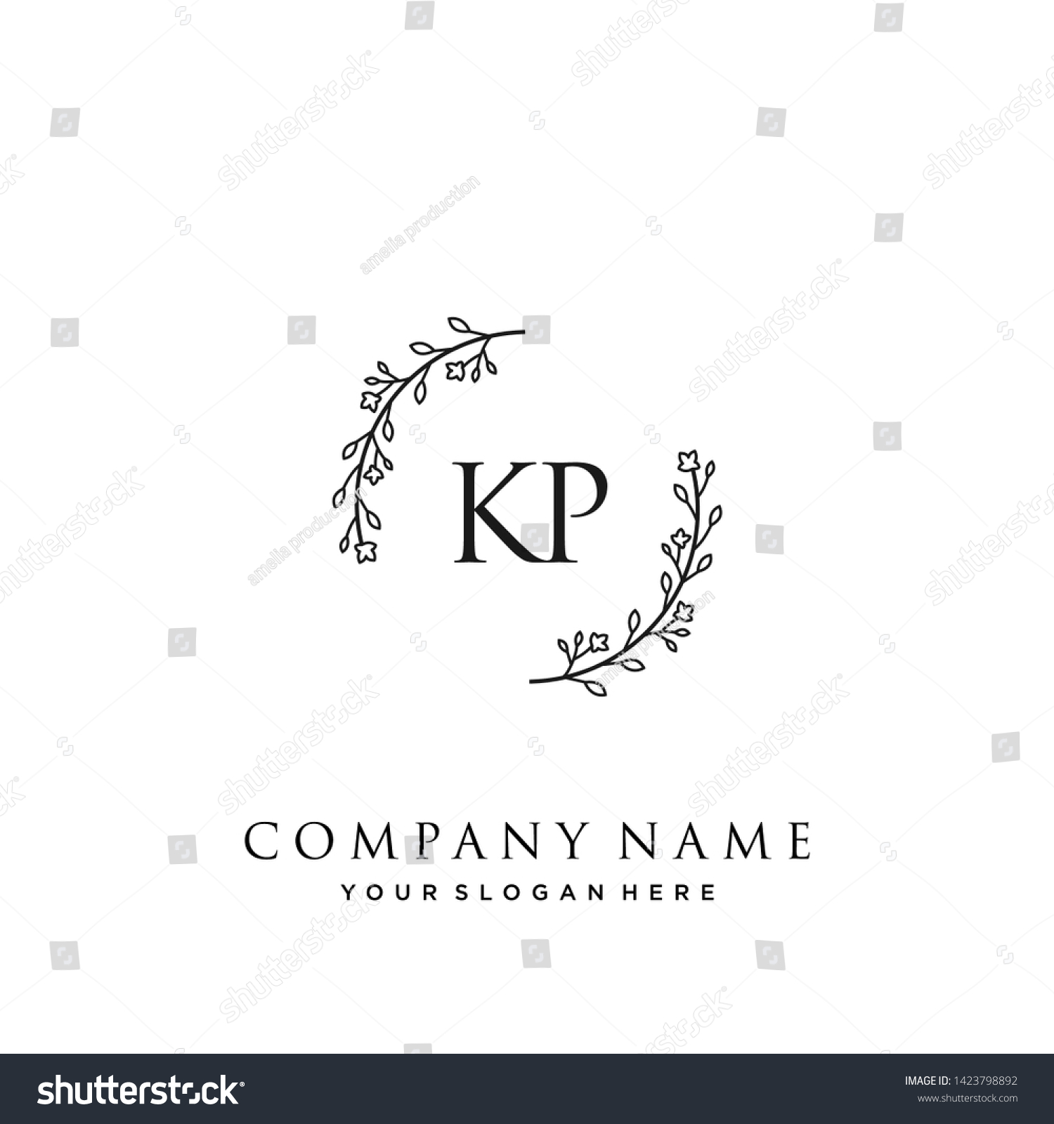 Initials Letter Kp Handwriting Logo Vector Stock Vector (Royalty Free ...