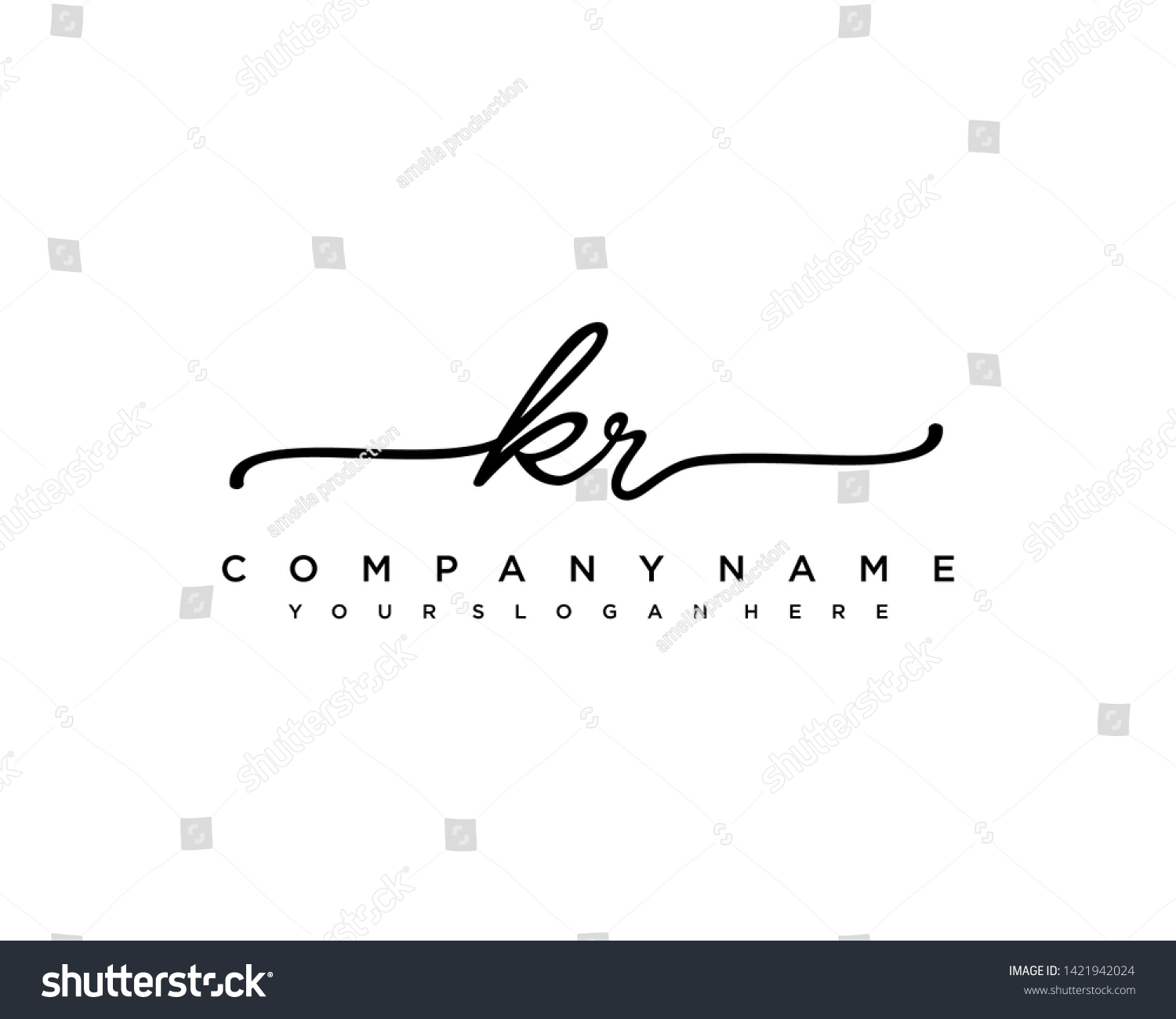 Initials Letter Kr Handwriting Logo Vector: vector de stock (libre de ...