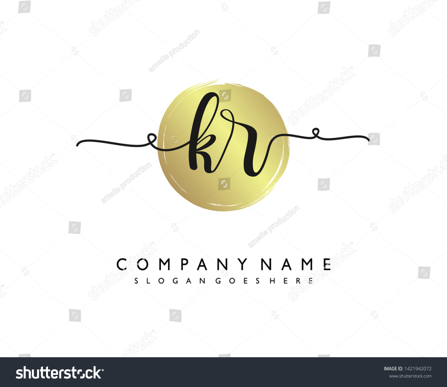Initials Letter Kr Handwriting Logo Vector Stock Vector (Royalty Free ...