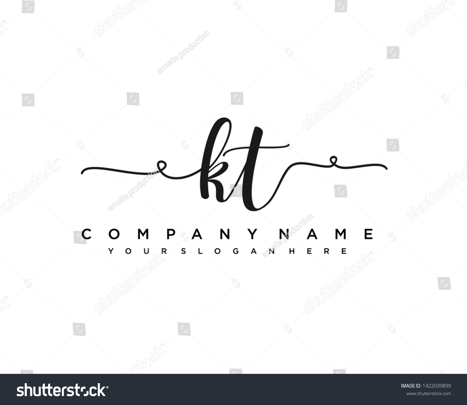 Initials Letter Kt Handwriting Logo Vector Stock Vector (Royalty Free ...