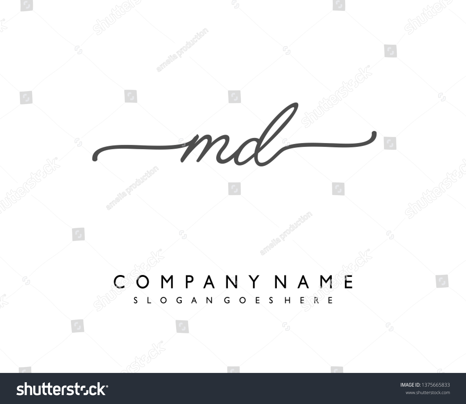 Initials Letter Md Handwriting Logo Vector Stock Vector (Royalty Free ...