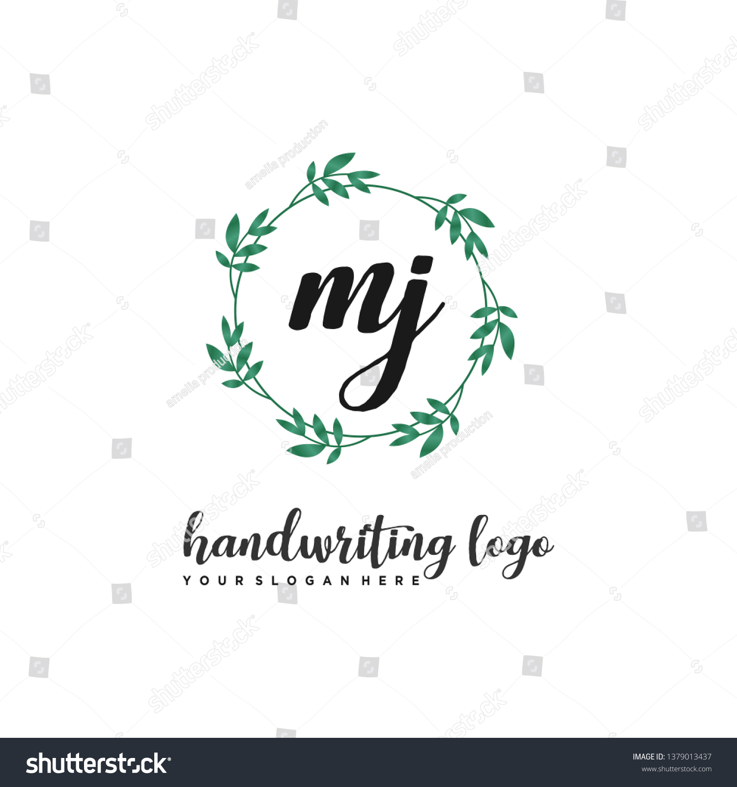 Initials Letter Mj Handwriting Logo Vector: vector de stock (libre de ...