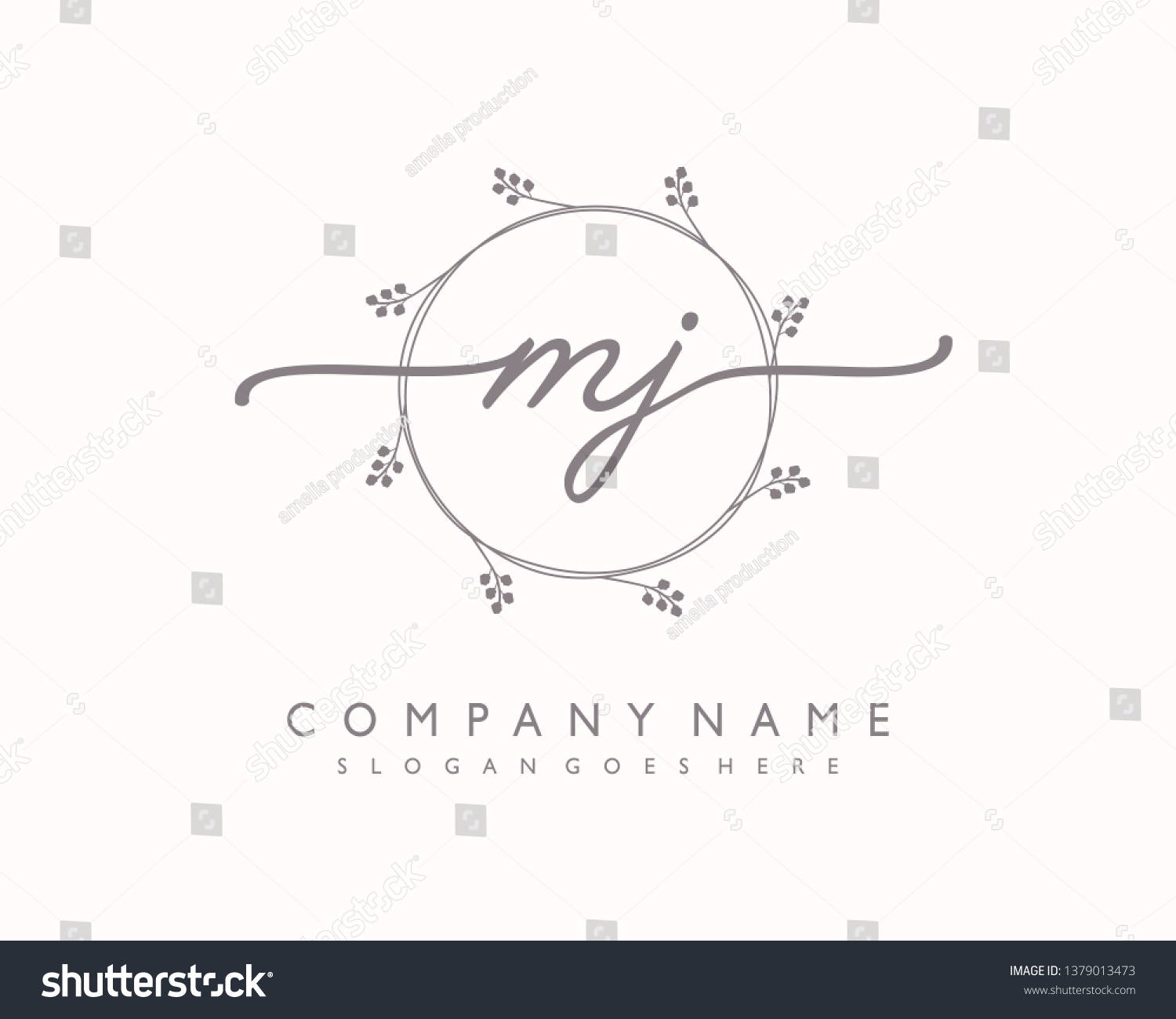Initials Letter Mj Handwriting Logo Vector: vector de stock (libre de ...