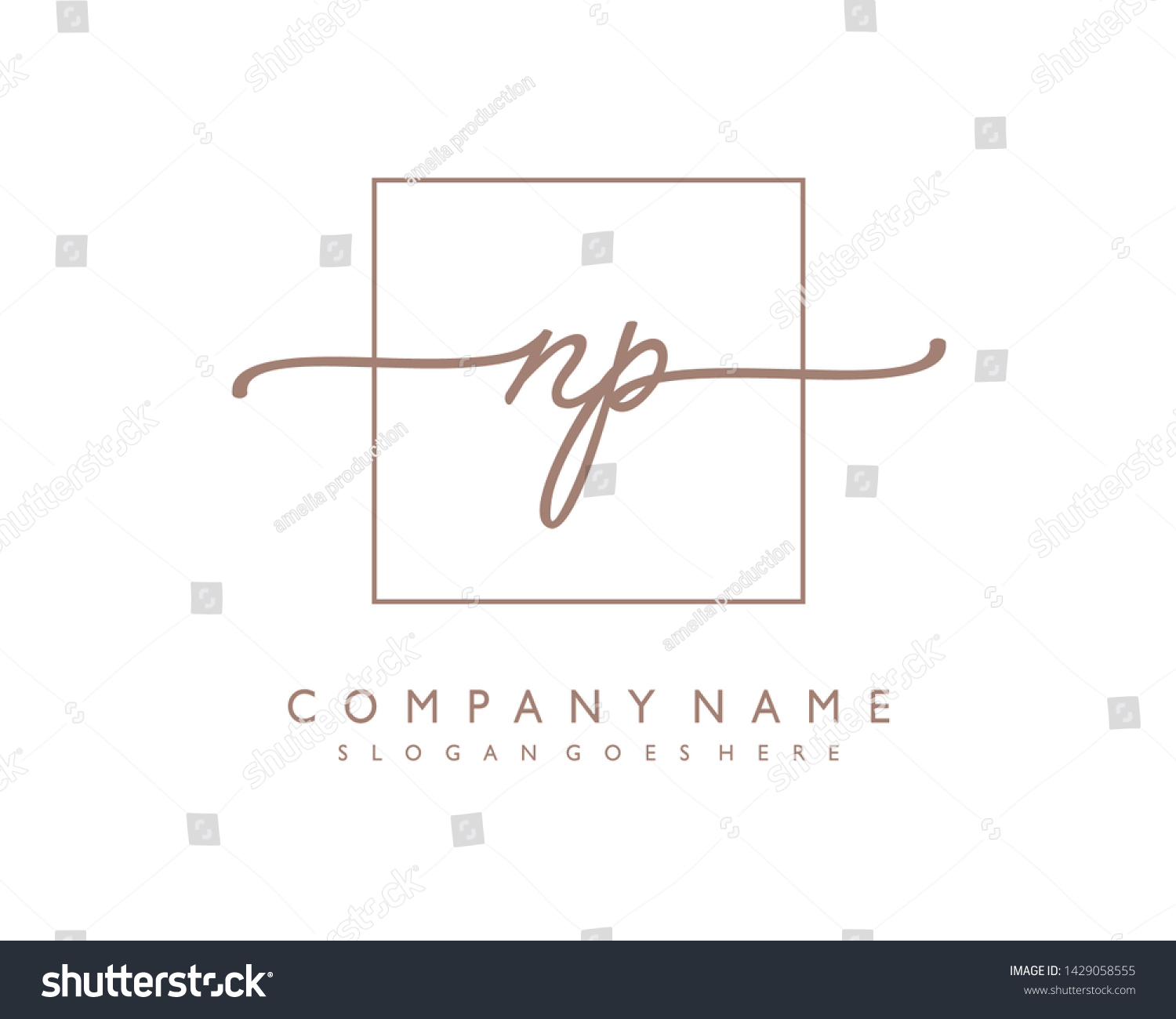 Initials Letter Np Handwriting Logo Vector: vetor stock (livre de ...