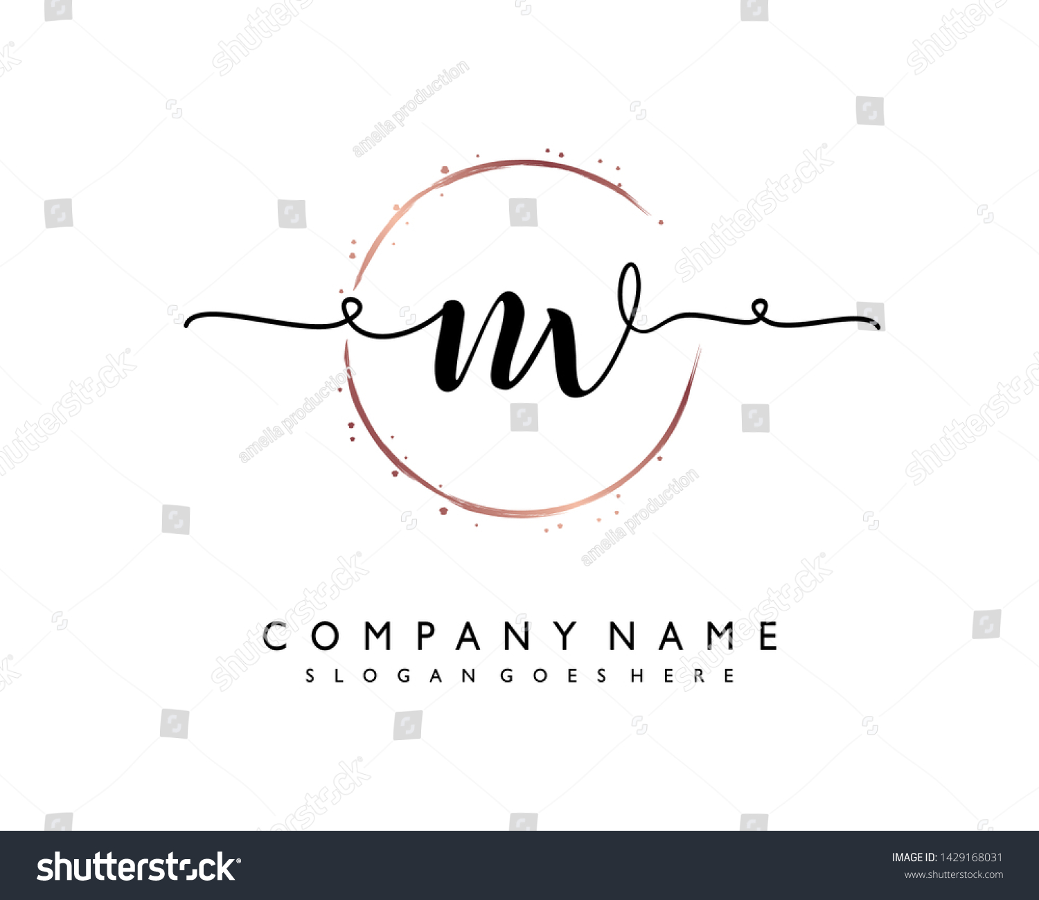 Initials Letter Nv Handwriting Logo Vector Stock Vector (Royalty Free ...