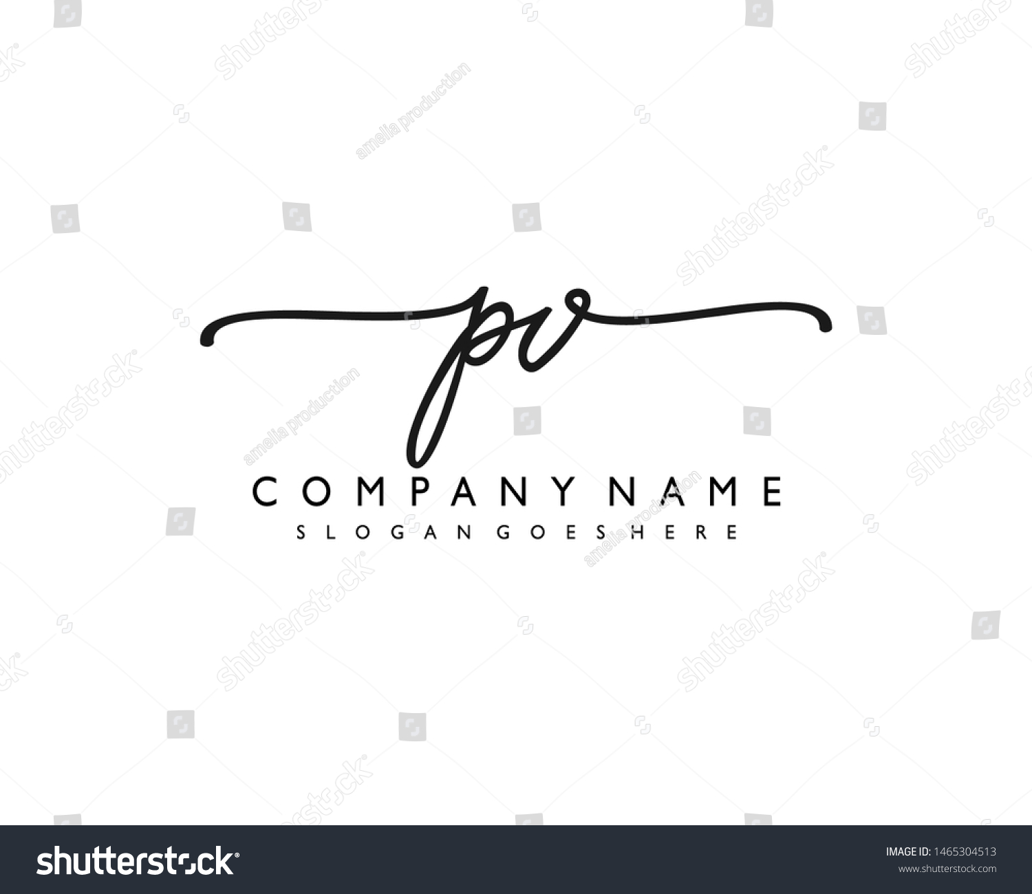 Initials Letter Pv Handwriting Logo Vector Stock Vector (Royalty Free ...