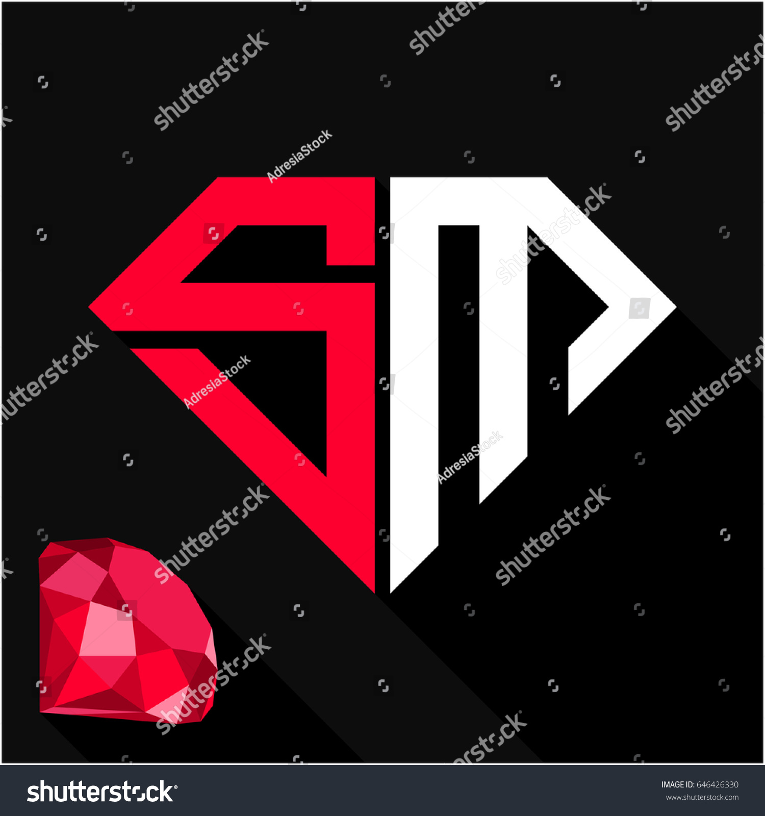 Initials Letter S M Diamond Shape Stock Vector (Royalty Free) 646426330
