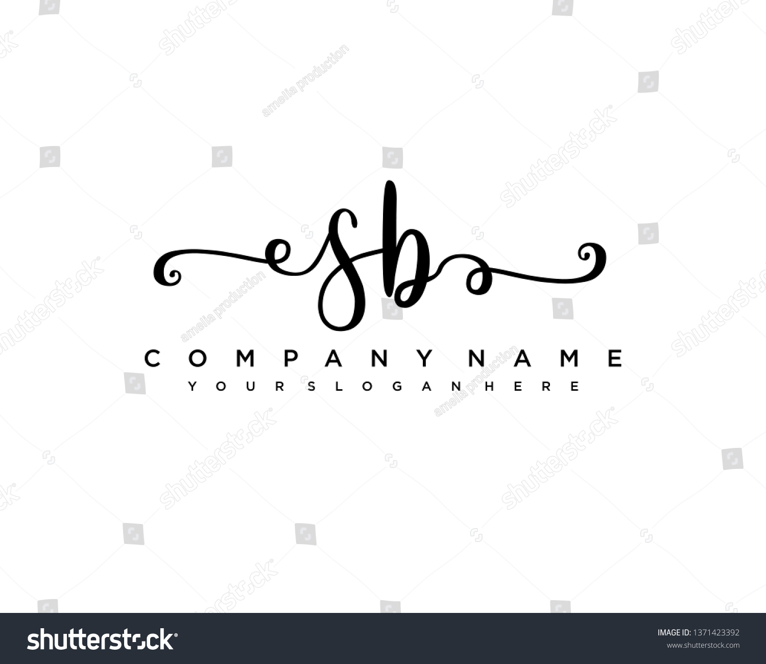 Initials Letter Sb Handwriting Logo Vector: vector de stock (libre de ...