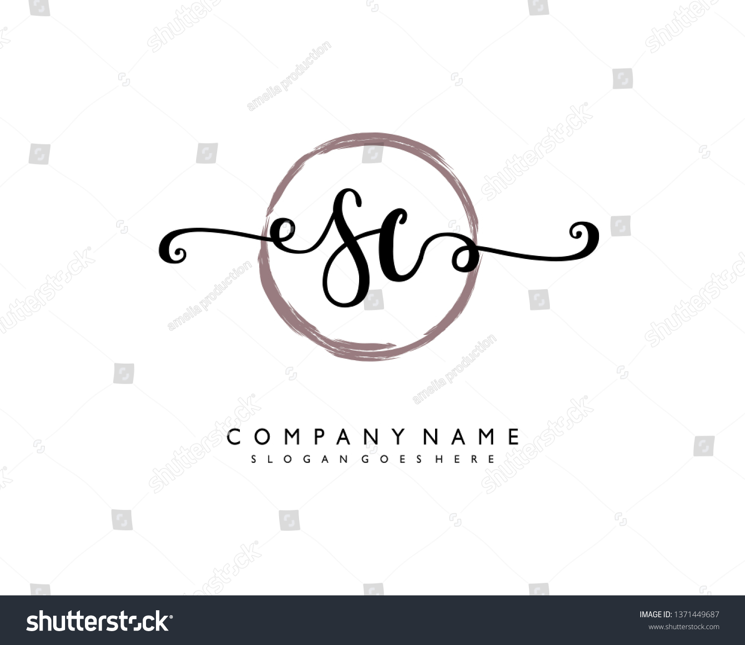 Initials Letter Sc Handwriting Logo Vector: vector de stock (libre de ...
