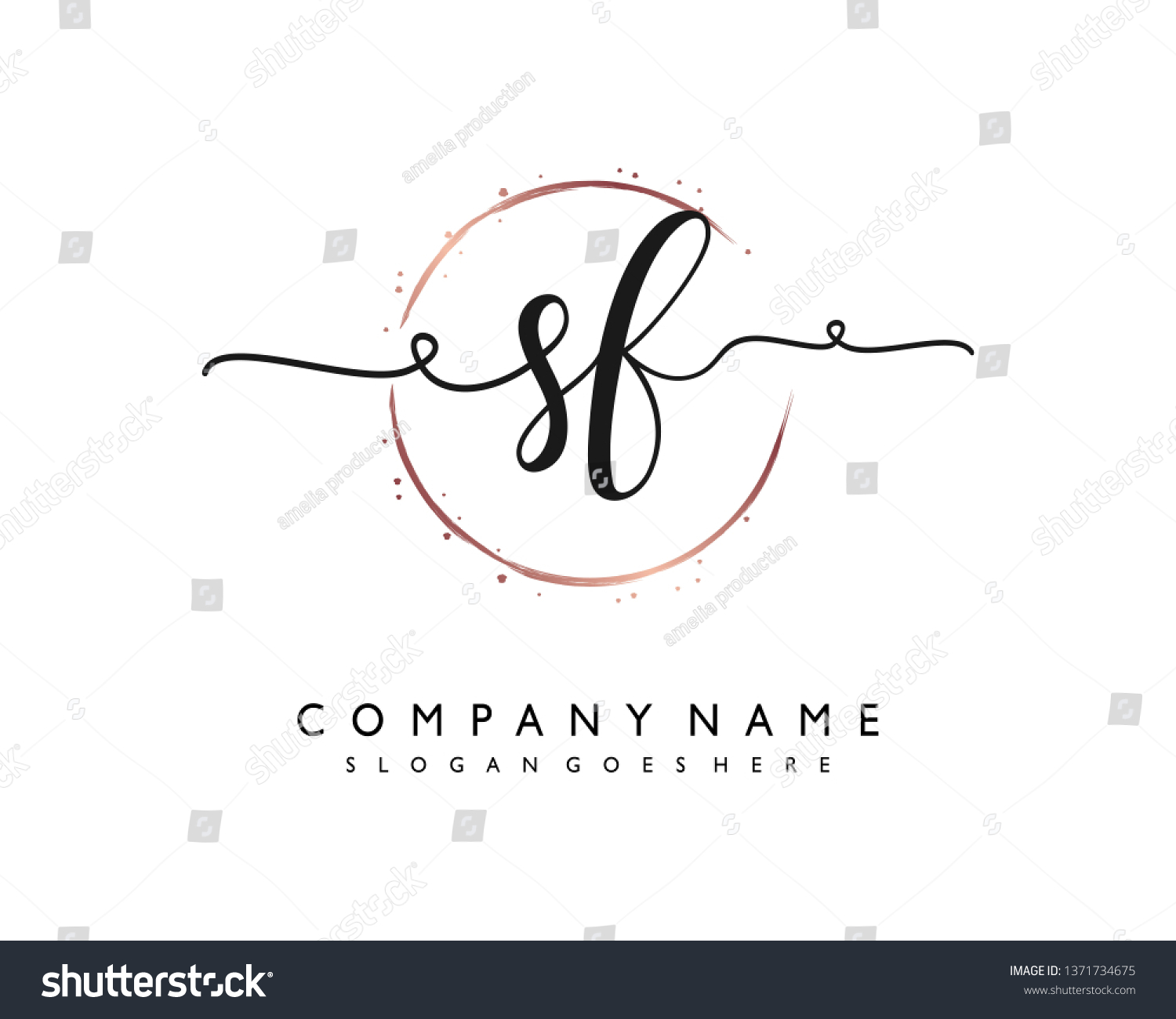 Initials Letter Sf Handwriting Logo Vector: vector de stock (libre de ...