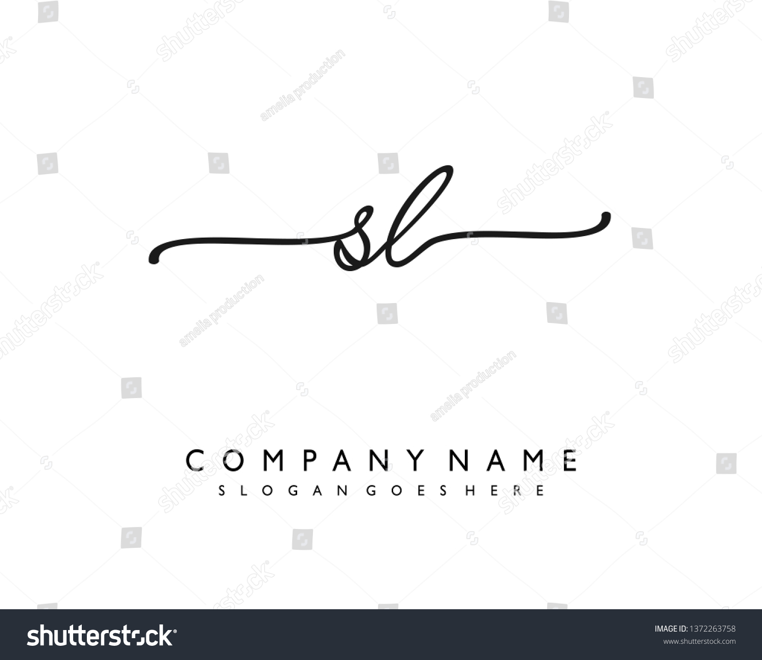 Initials Letter Sl Handwriting Logo Vector Stock Vector (Royalty Free ...