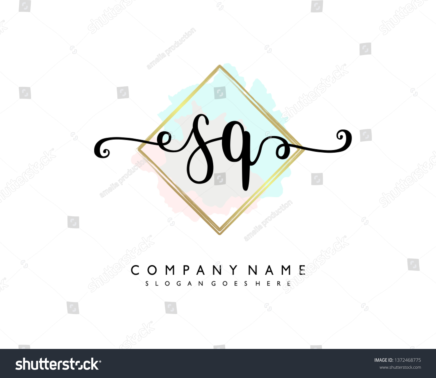 Initials Letter Sq Handwriting Logo Vector Stock Vector (Royalty Free ...