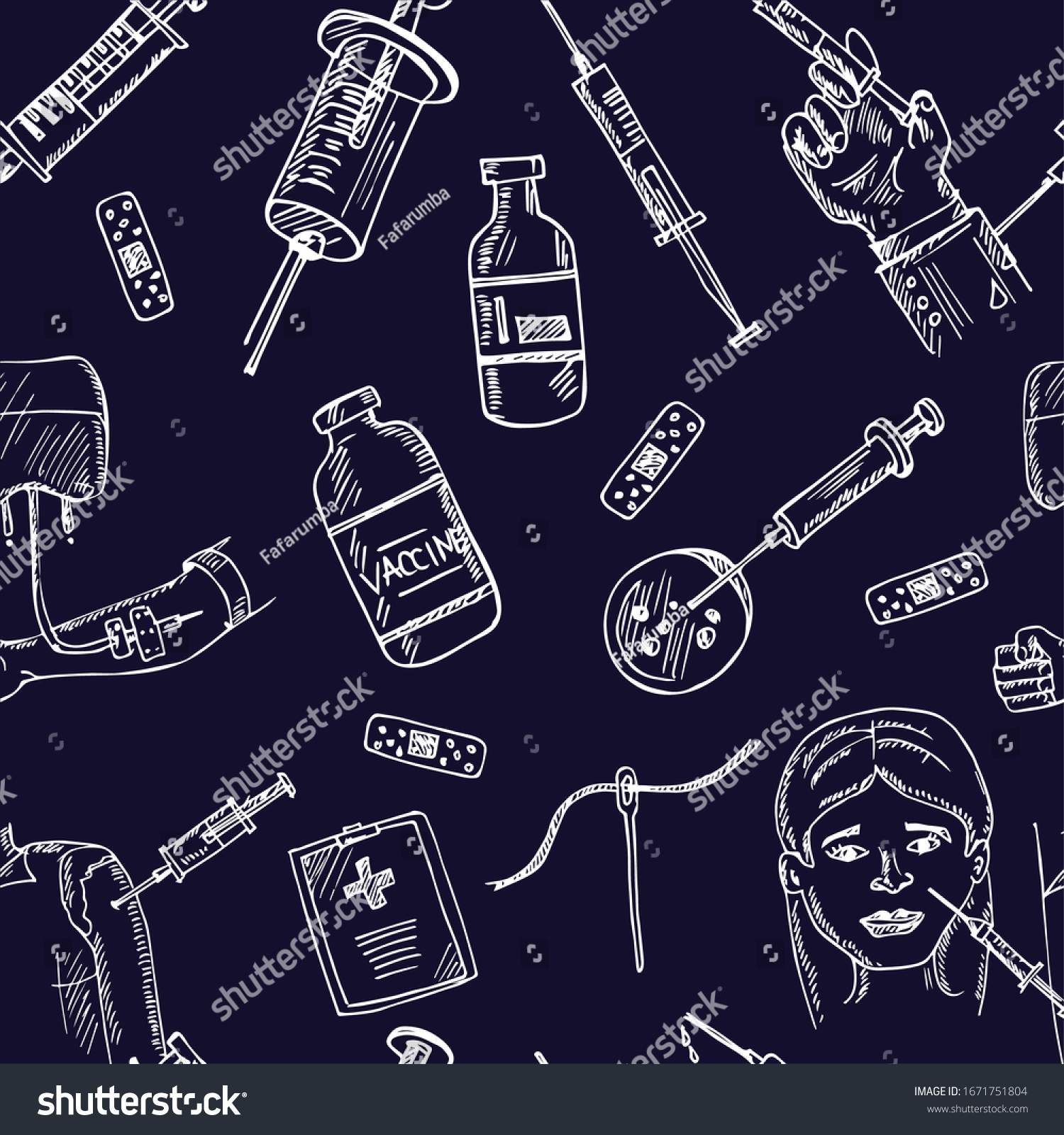Injection Hand Drawn Doodle Pattern Vector Stock Vector (Royalty Free ...