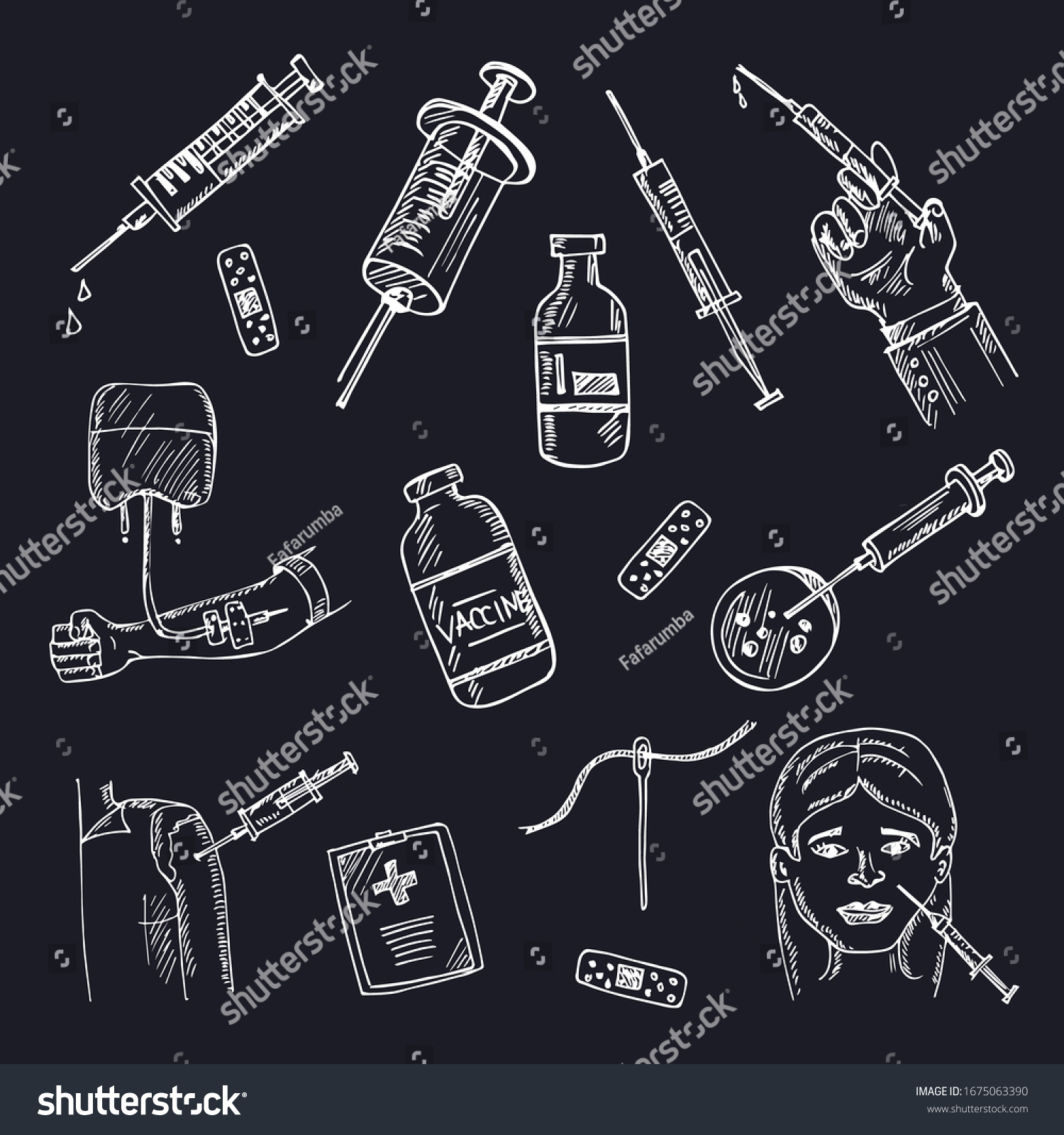 Injection Hand Drawn Set Vector Illustration Stock Vector (Royalty Free ...