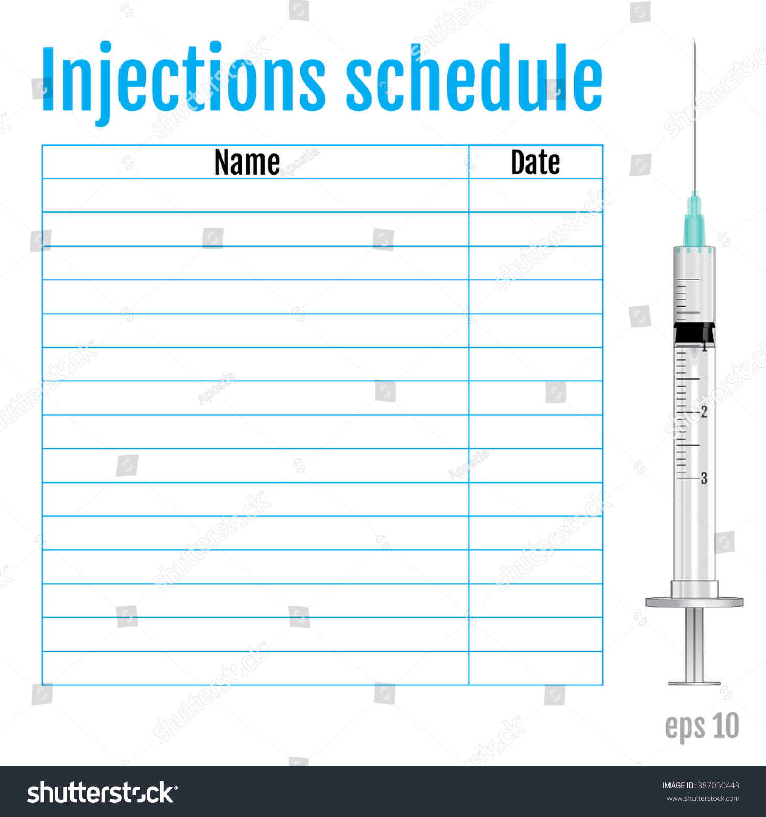 Injections Schedule Vector Art Stock Vector (Royalty Free) 387050443