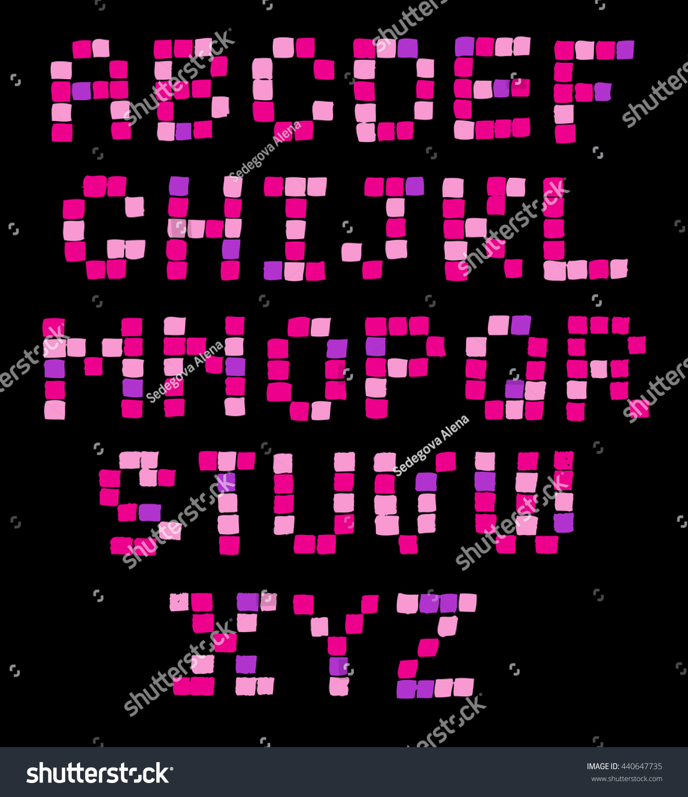 Ink Hand Drawn Pixel Font Stock Vector (Royalty Free) 440647735