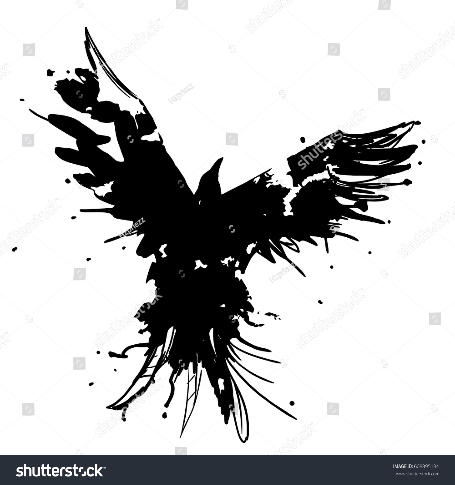 Ink Raven Splash 스톡 벡터 608895134 - Shutterstock