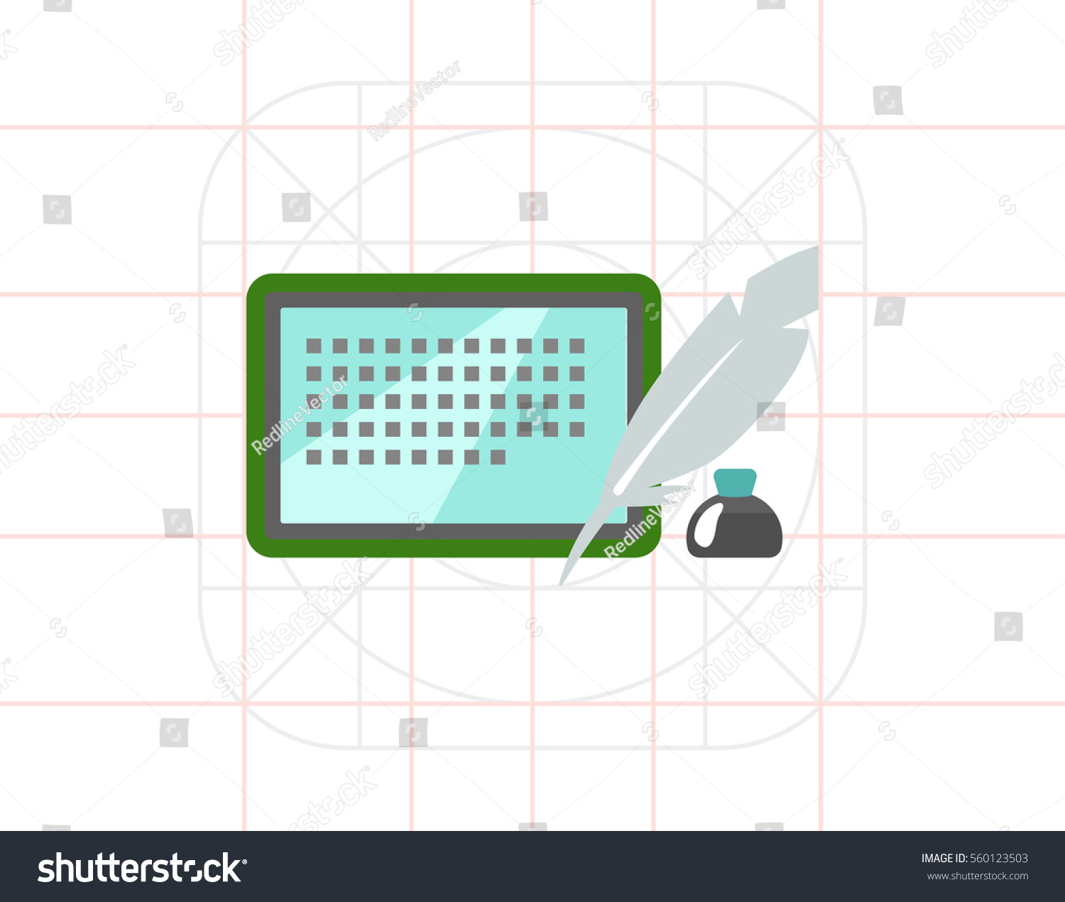 Inkwell Quill Tablet Computer Stock Vector (Royalty Free) 560123503 ...