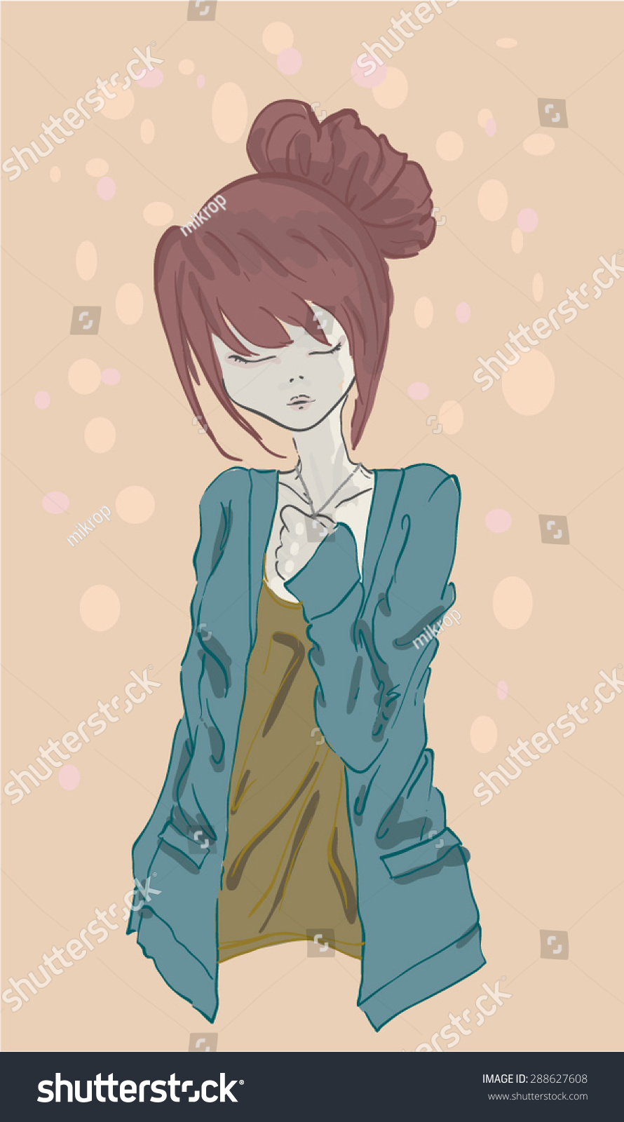 Innocent Cartoon Girl Illustration Vector De Stock Libre De Regalías