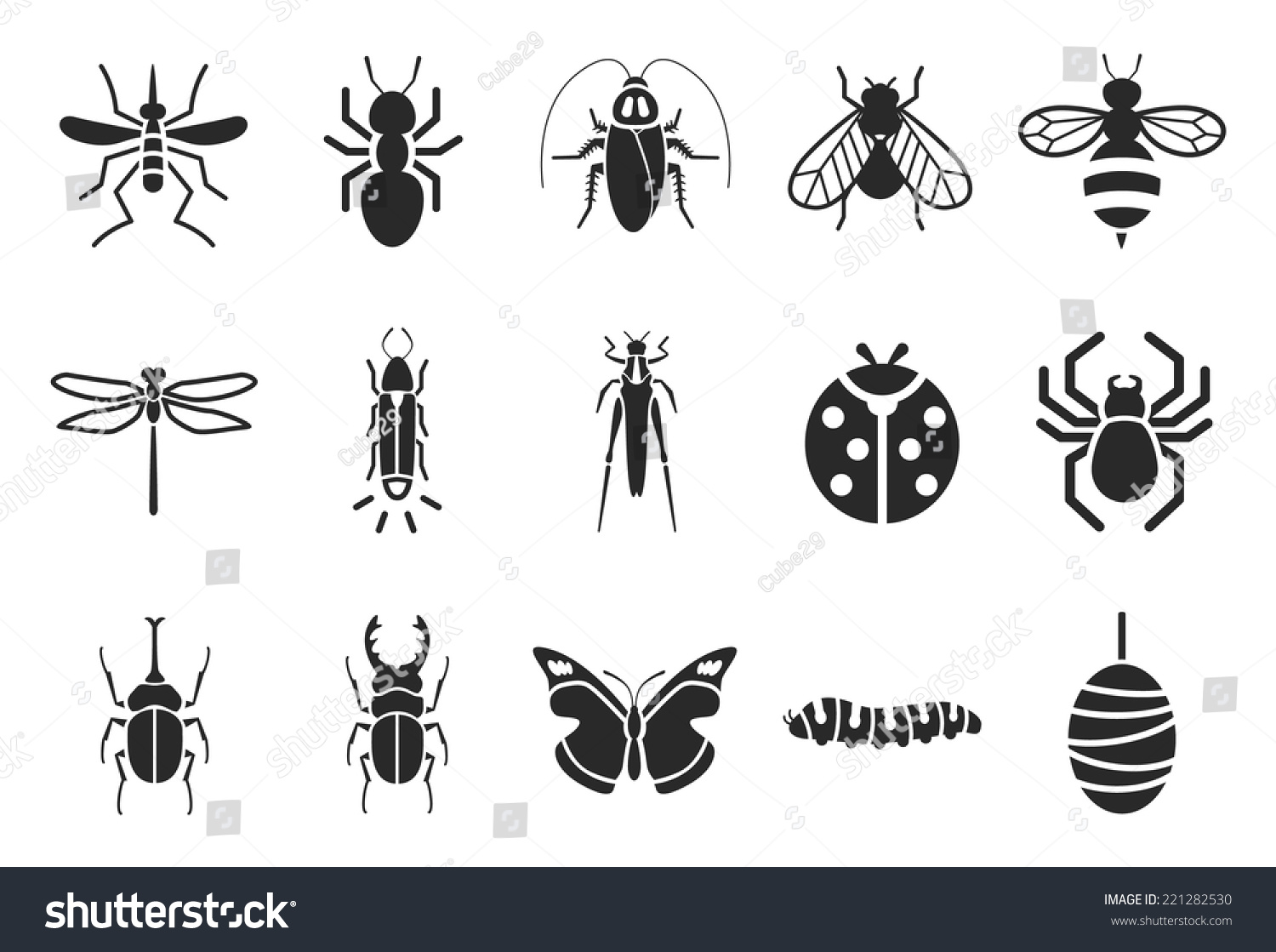 Insect Icons Illustration Stock Vector (Royalty Free) 221282530 ...