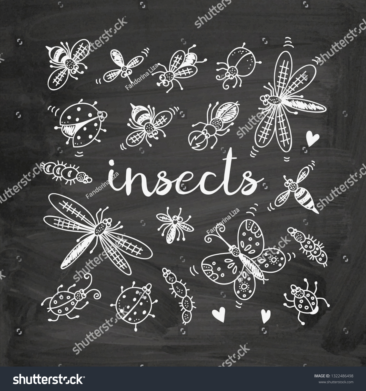 Insects Doodle Set Vector Collection On Stock Vector (Royalty Free ...