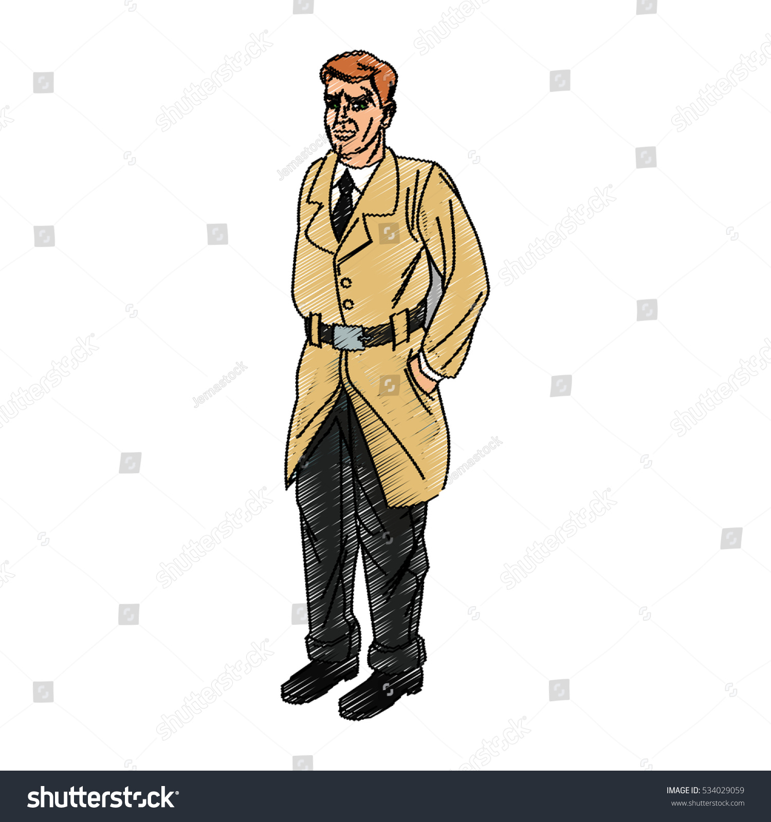 Inspector Man Cartoon Design Stock Vector (Royalty Free) 534029059 ...