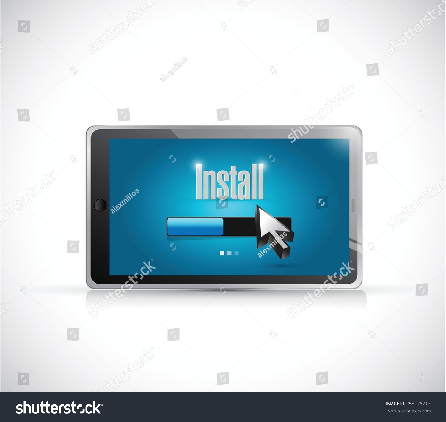 Install On Computer Tablet Illustration Design Over White - 258176717 ...