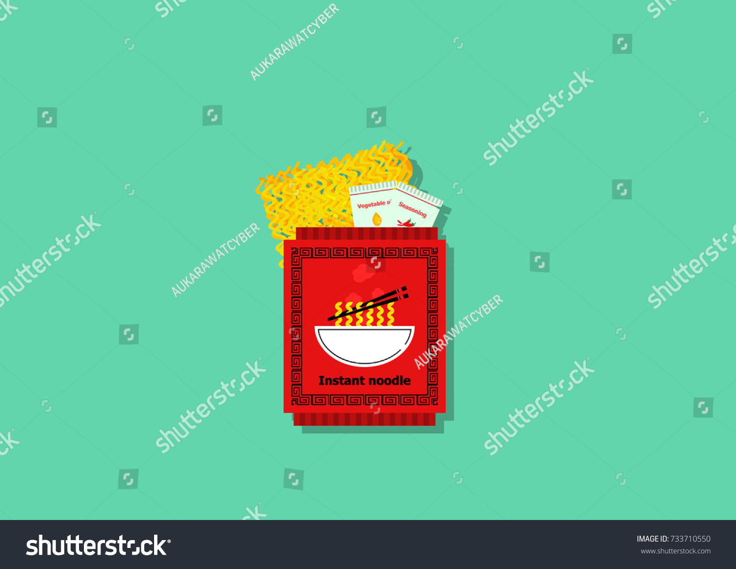 Instant Noodle Red Pack Vector Stock Vector (Royalty Free) 733710550
