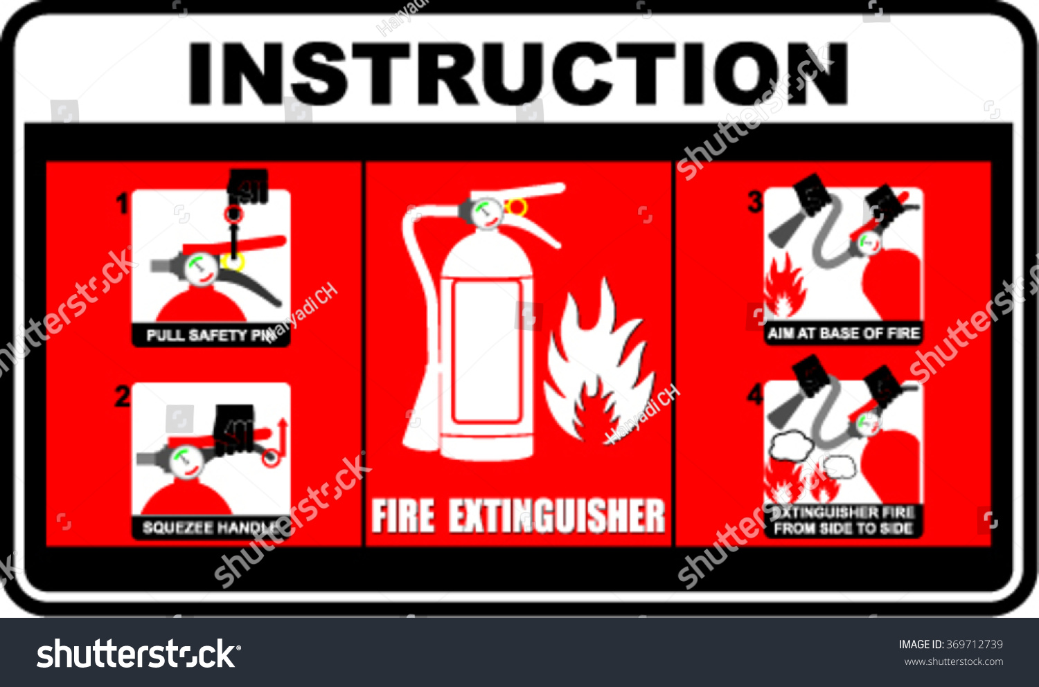 Instructions Extinguisher Fire Sign Vector Stock Vector (Royalty Free ...