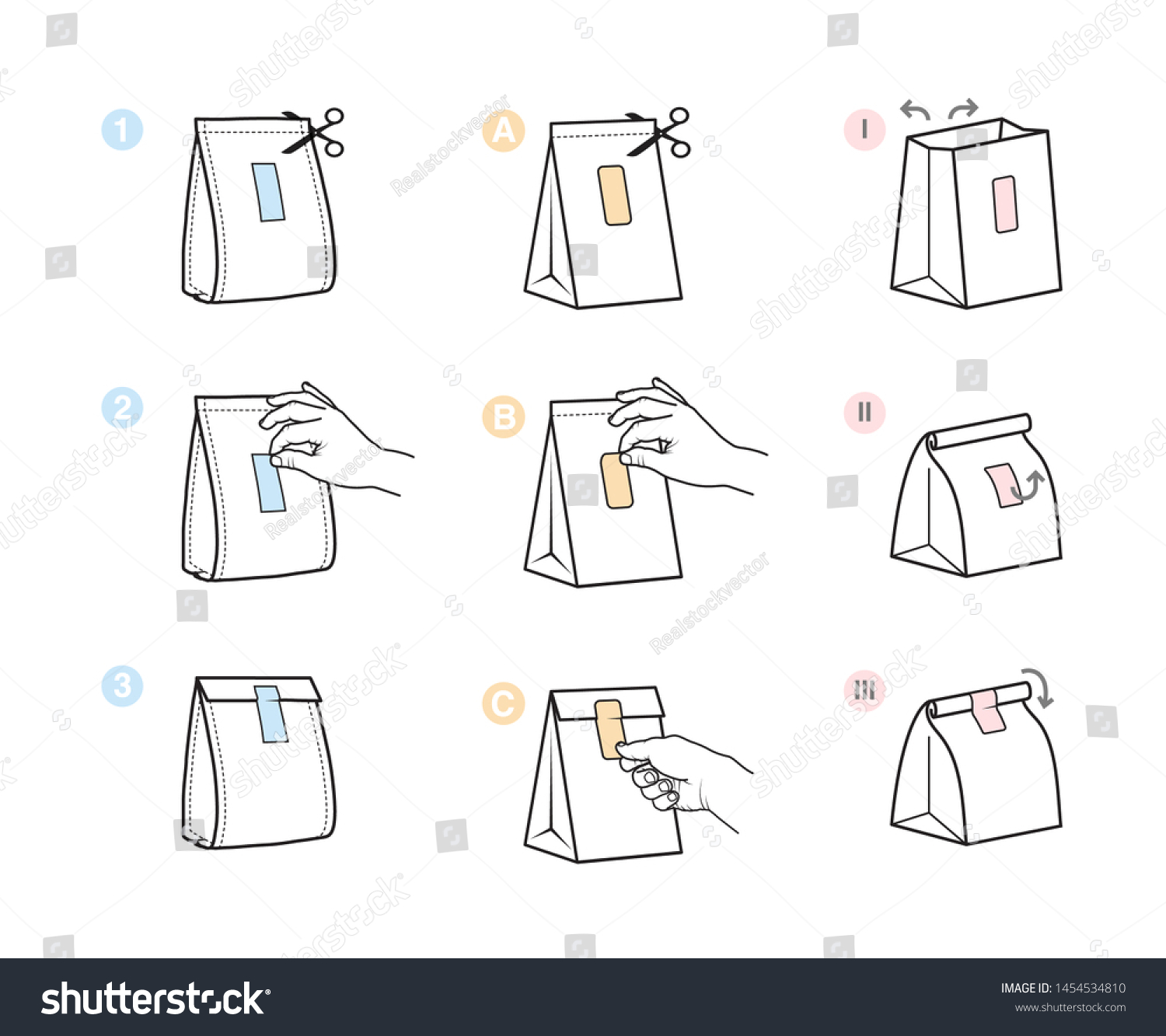 Instructions Opening Closing Packaging Adhesive Label Stock Vector ...