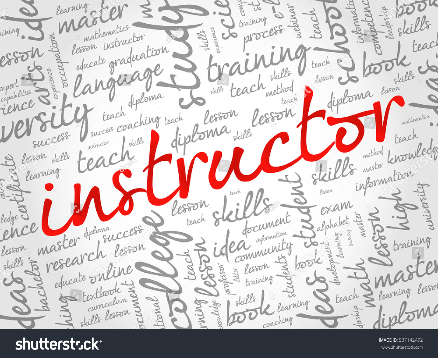 Instructor Word Cloud Collage Education Concept: เวกเตอร์สต็อก (ปลอดค่า ...