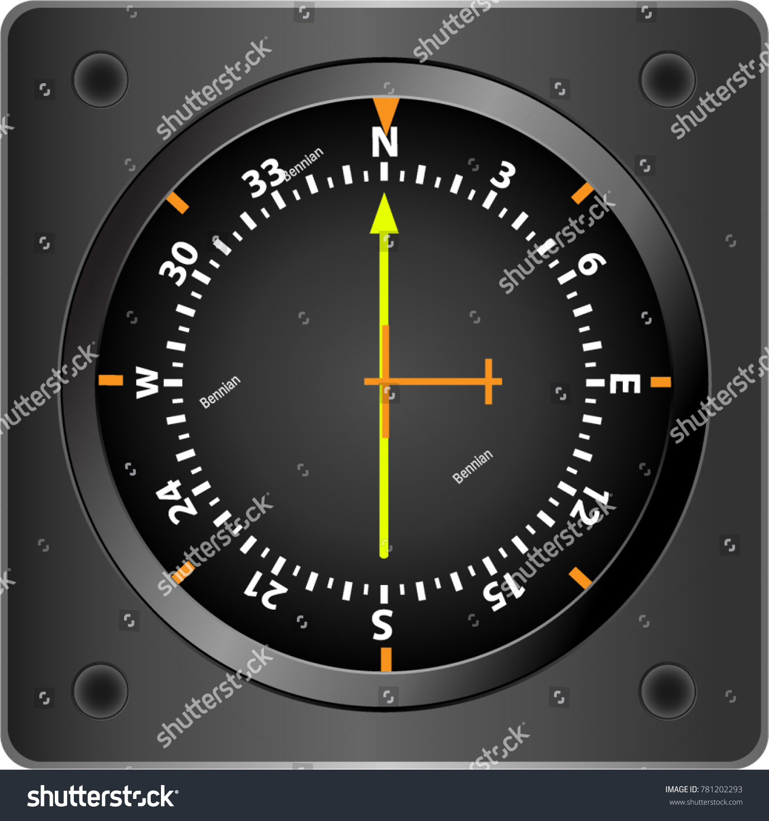 Instrument Plane Navigation Indicator On White Stock Vector (Royalty ...