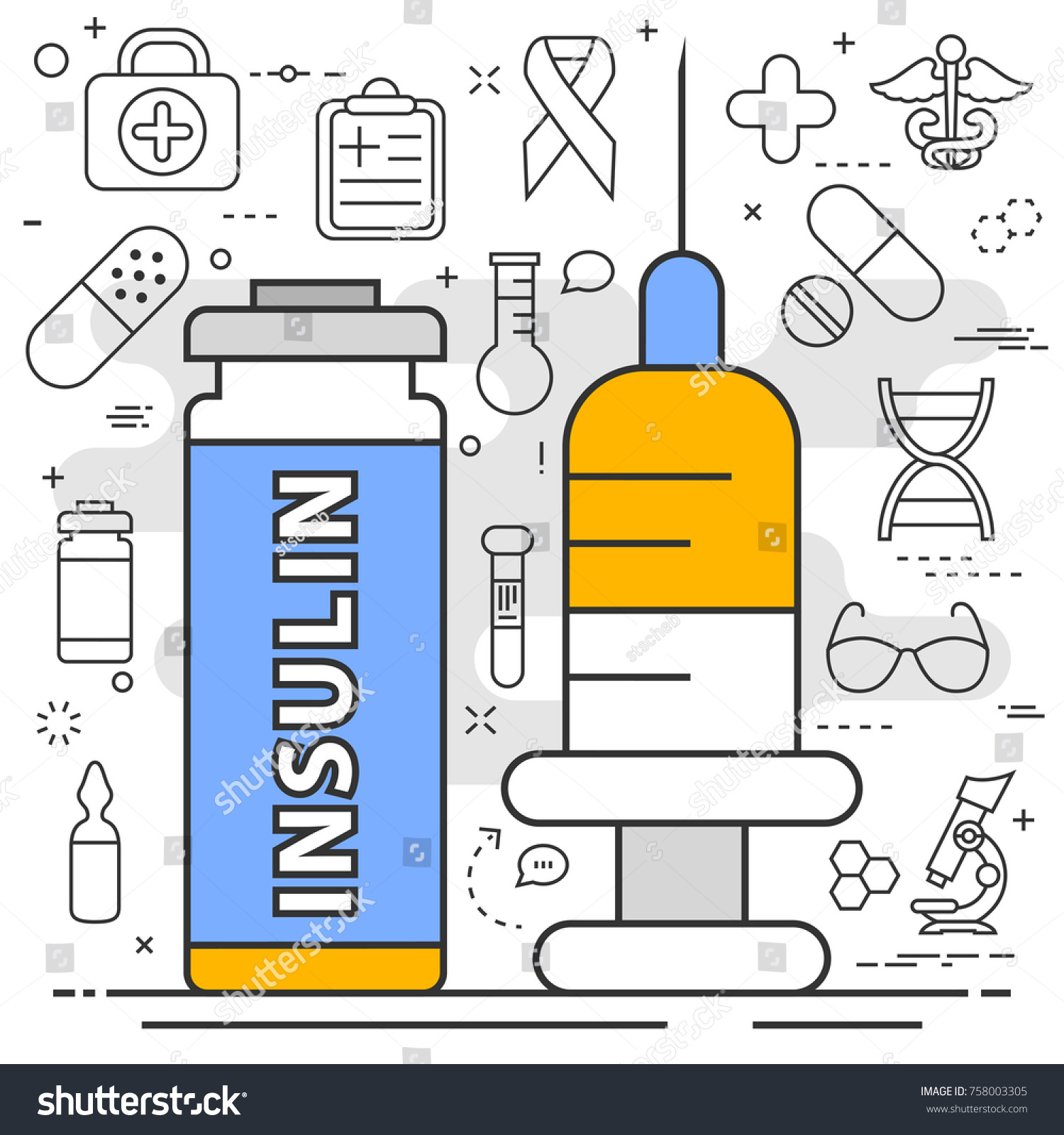 Insulin Line Concept Vector Illustration Element Stock Vector (Royalty ...