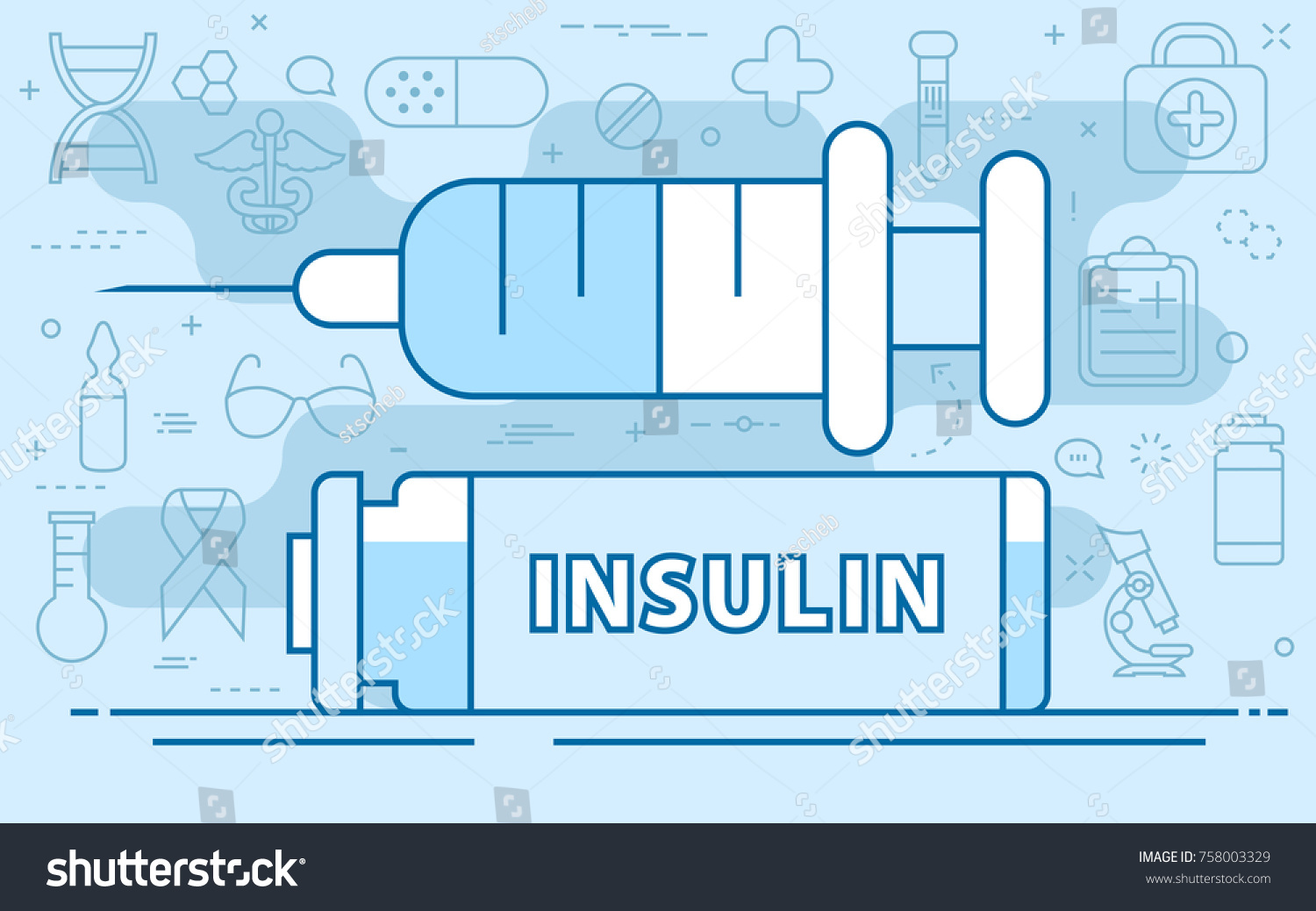 Insulin Line Concept Vector Illustration Element Stock Vector (Royalty ...