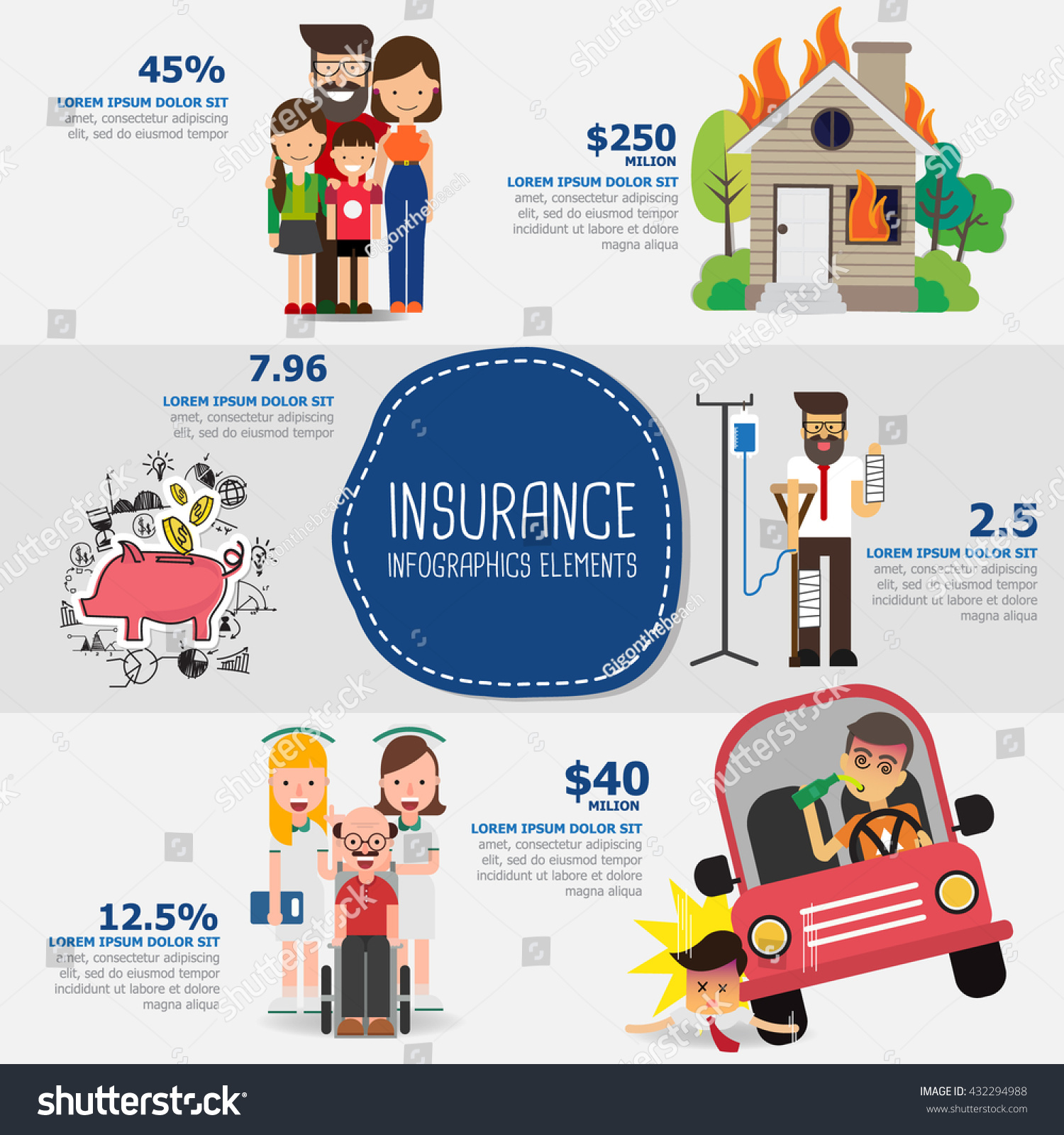 Insurance Infographics Element Vector Stock Vector 432294988 - Shutterstock