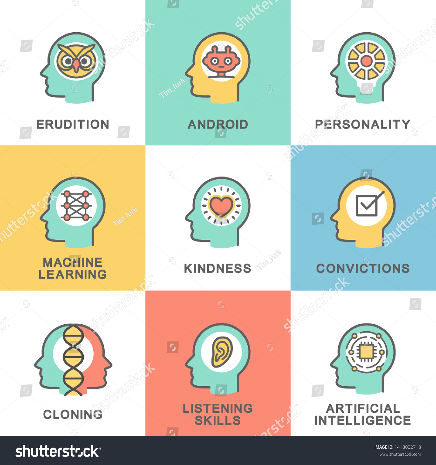 Intellect Icons Ability Learn Memorize Perception Stock Vector (Royalty ...