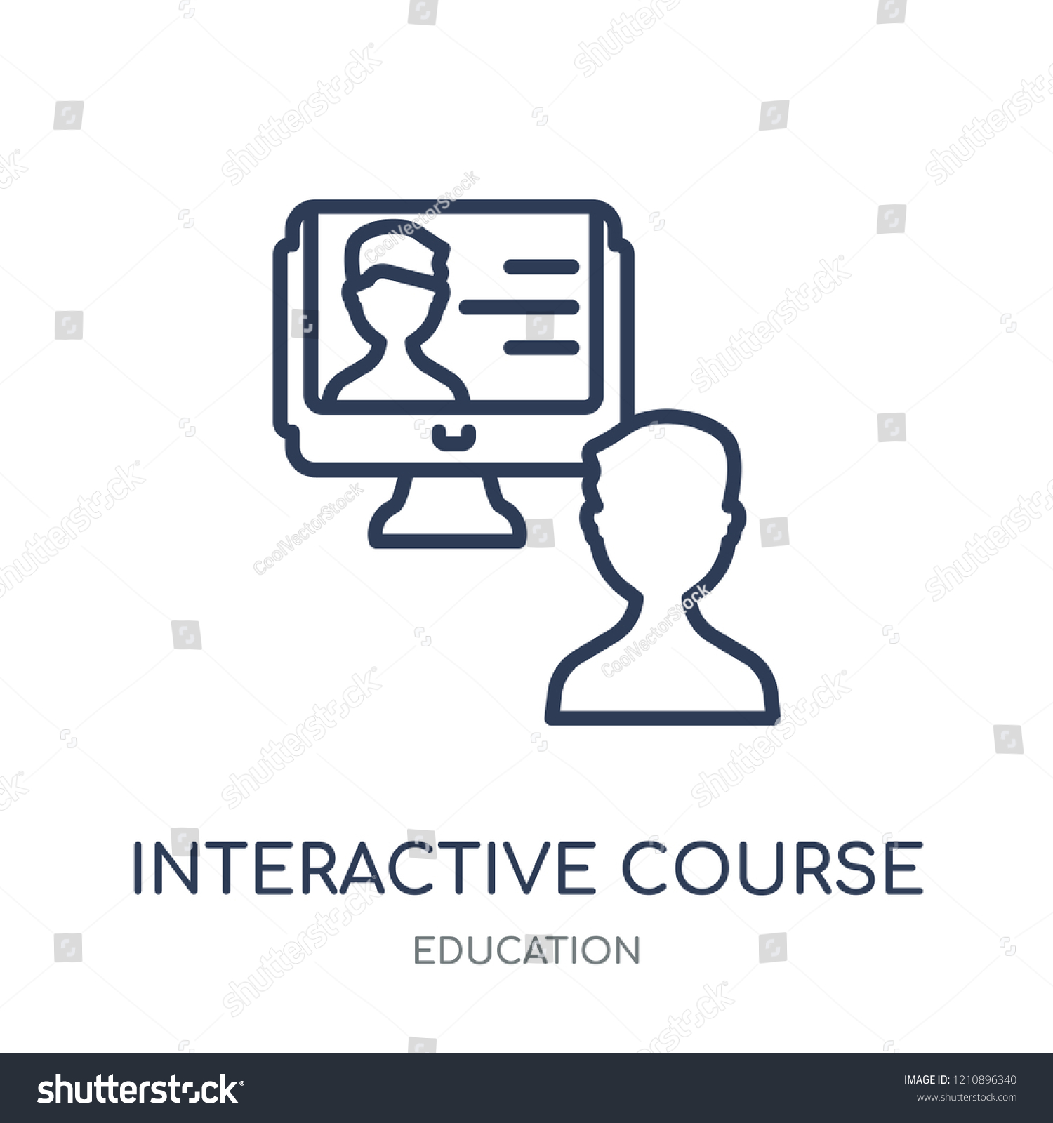Interactive Course Icon Interactive Course Linear Stock Vector (Royalty ...
