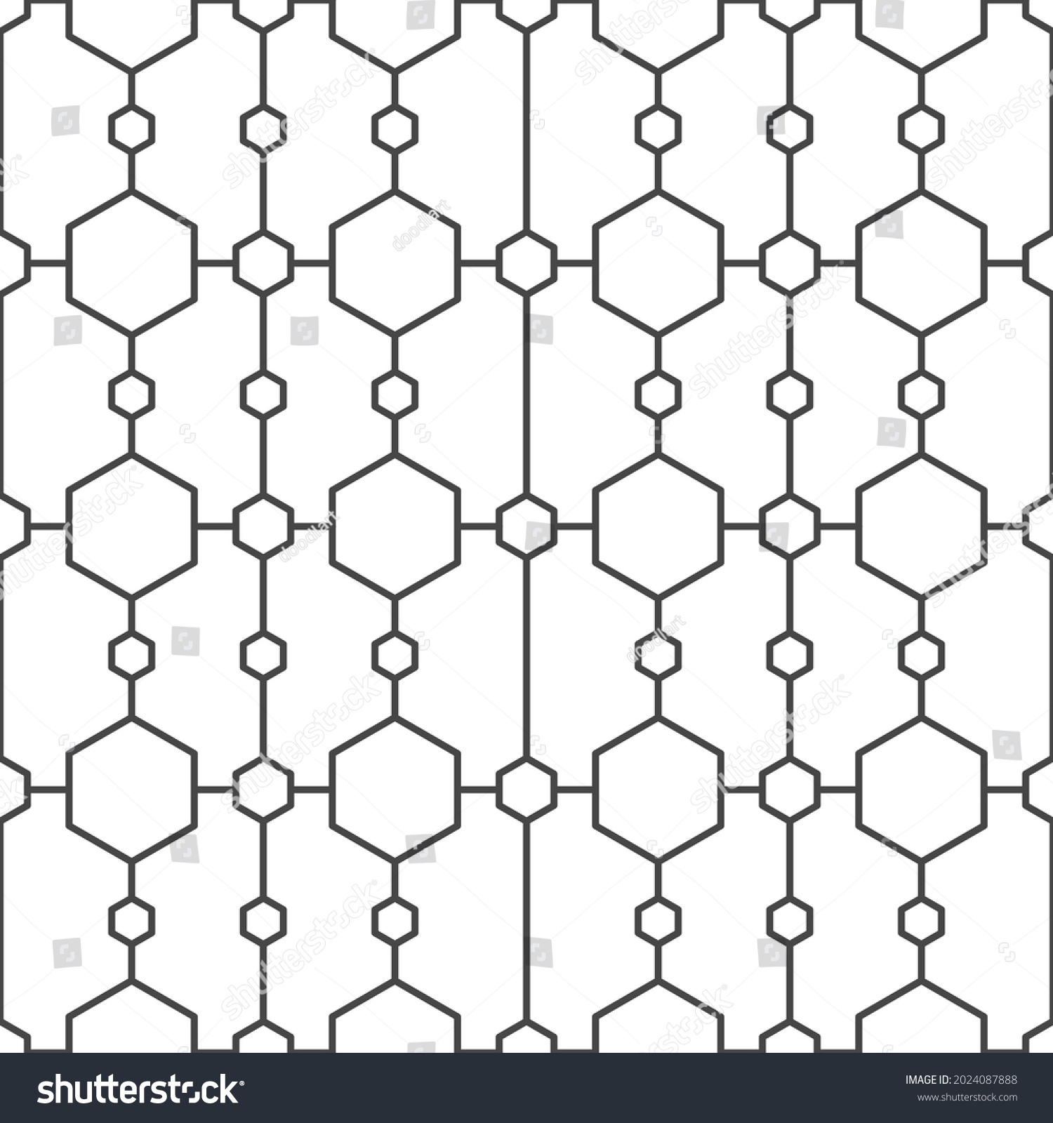 Interconnected Hexagonal Line Shapes Seamless Pattern Stock Vector ...