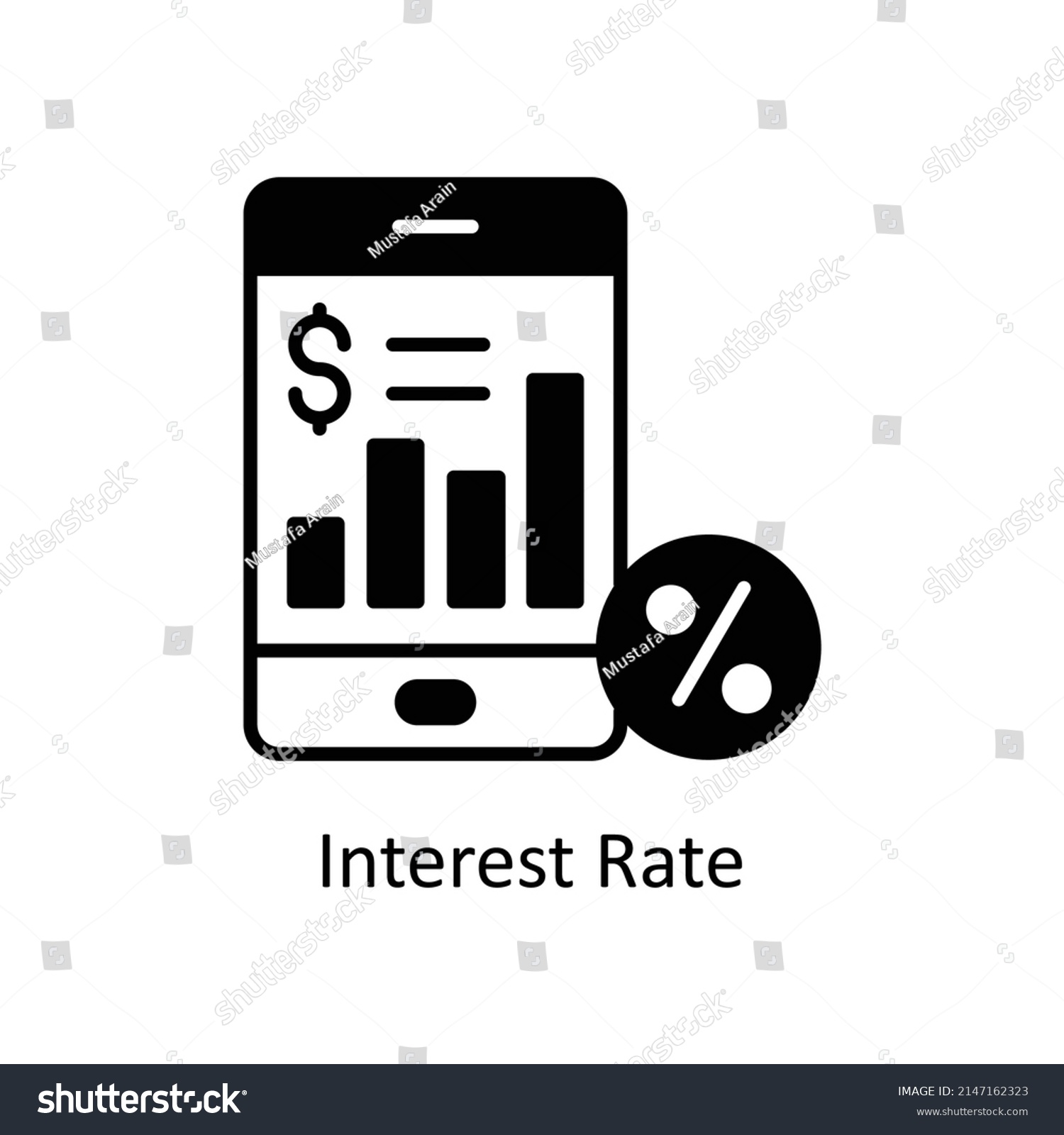 Interest Rate Vector Solid Icon Web Stock Vector (Royalty Free ...