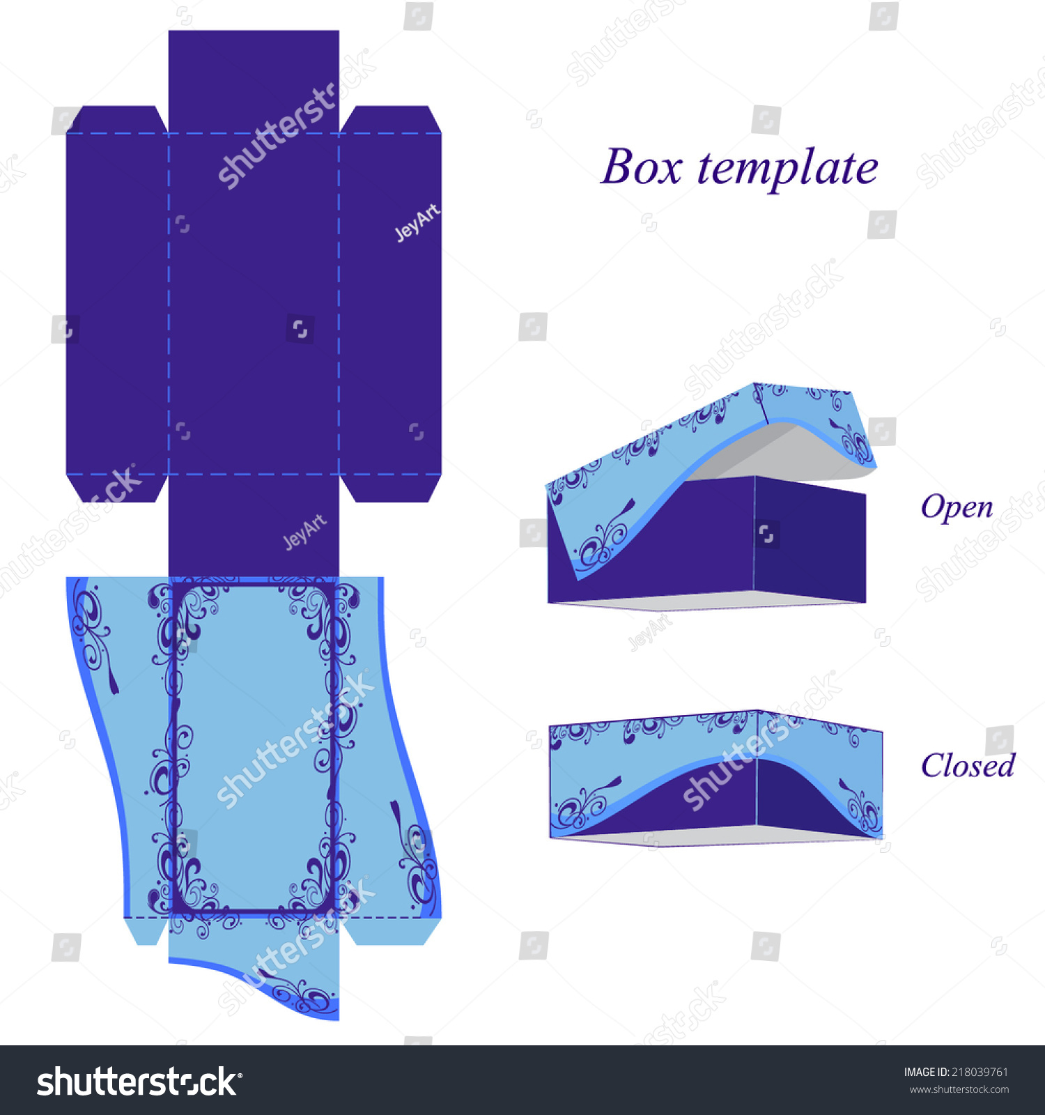 Interesting Blue Box Template Floral Elements Stock Vector (Royalty ...