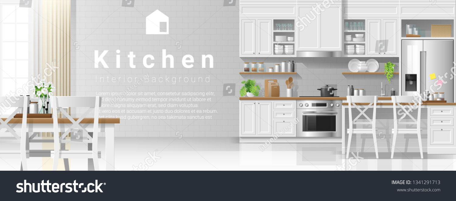 Interior Background Kitchen Modern Rustic Style Stock Vector (Royalty ...