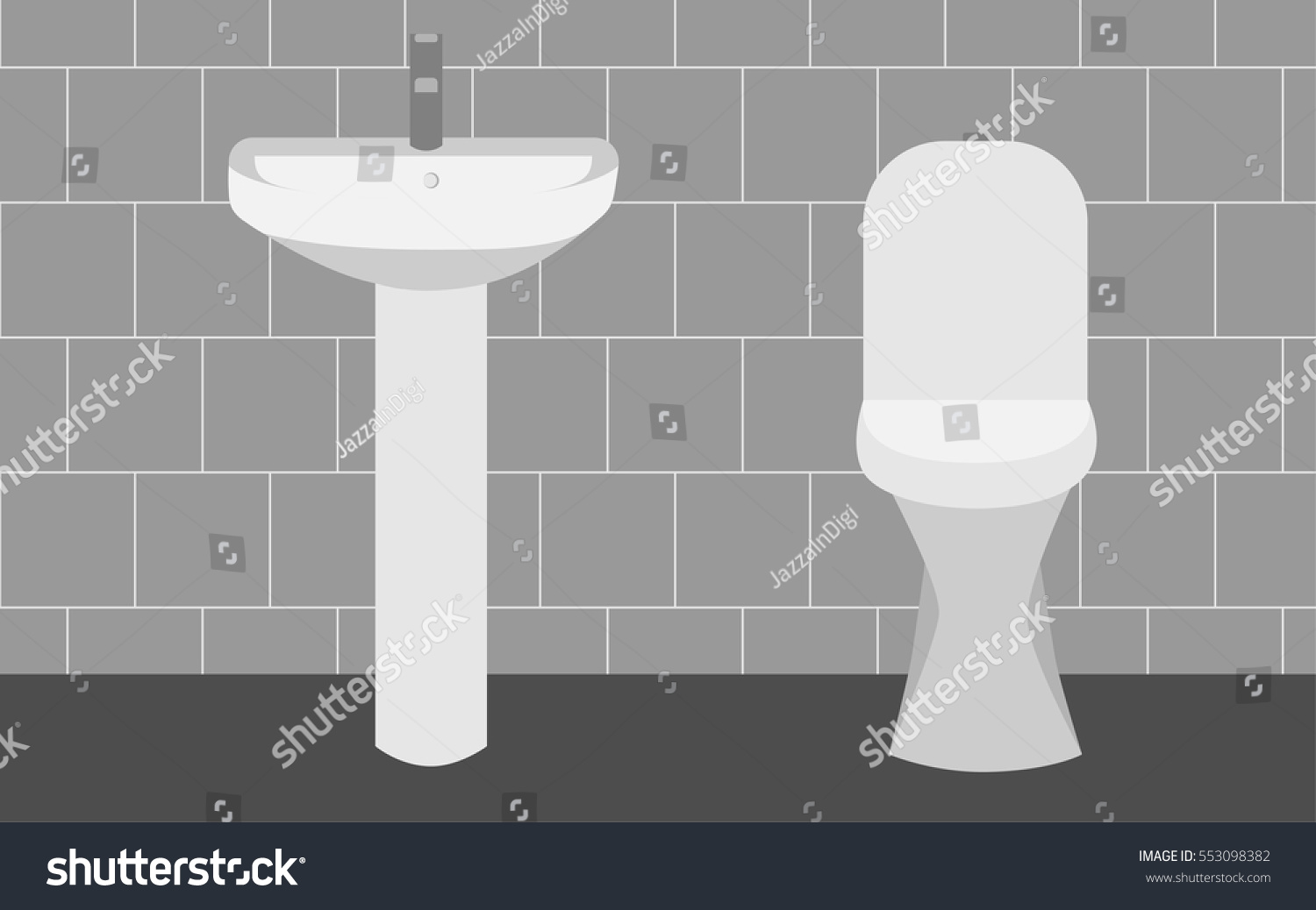 Interior Bathroom Toilet Front View Vector Stock Vector (Royalty Free ...