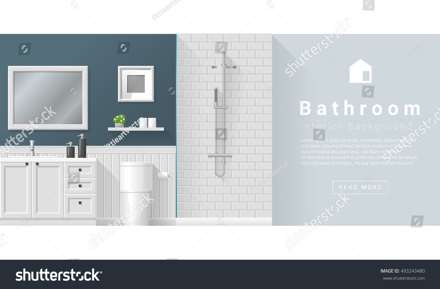 Interior Design Modern Bathroom Background Vector: เวกเตอร์สต็อก (ปลอด ...