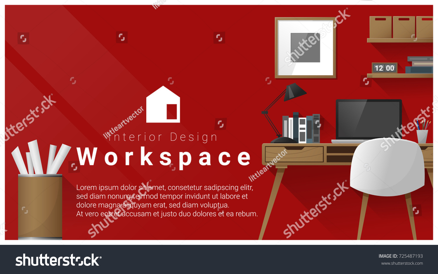 Interior Design Modern Workplace Background Vector Stock Vector ...