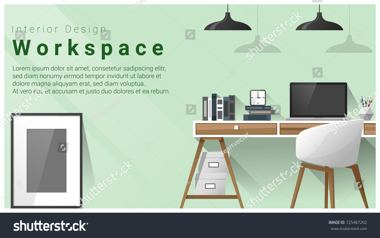 Interior Design Modern Workplace Background Vector Stock Vector ...